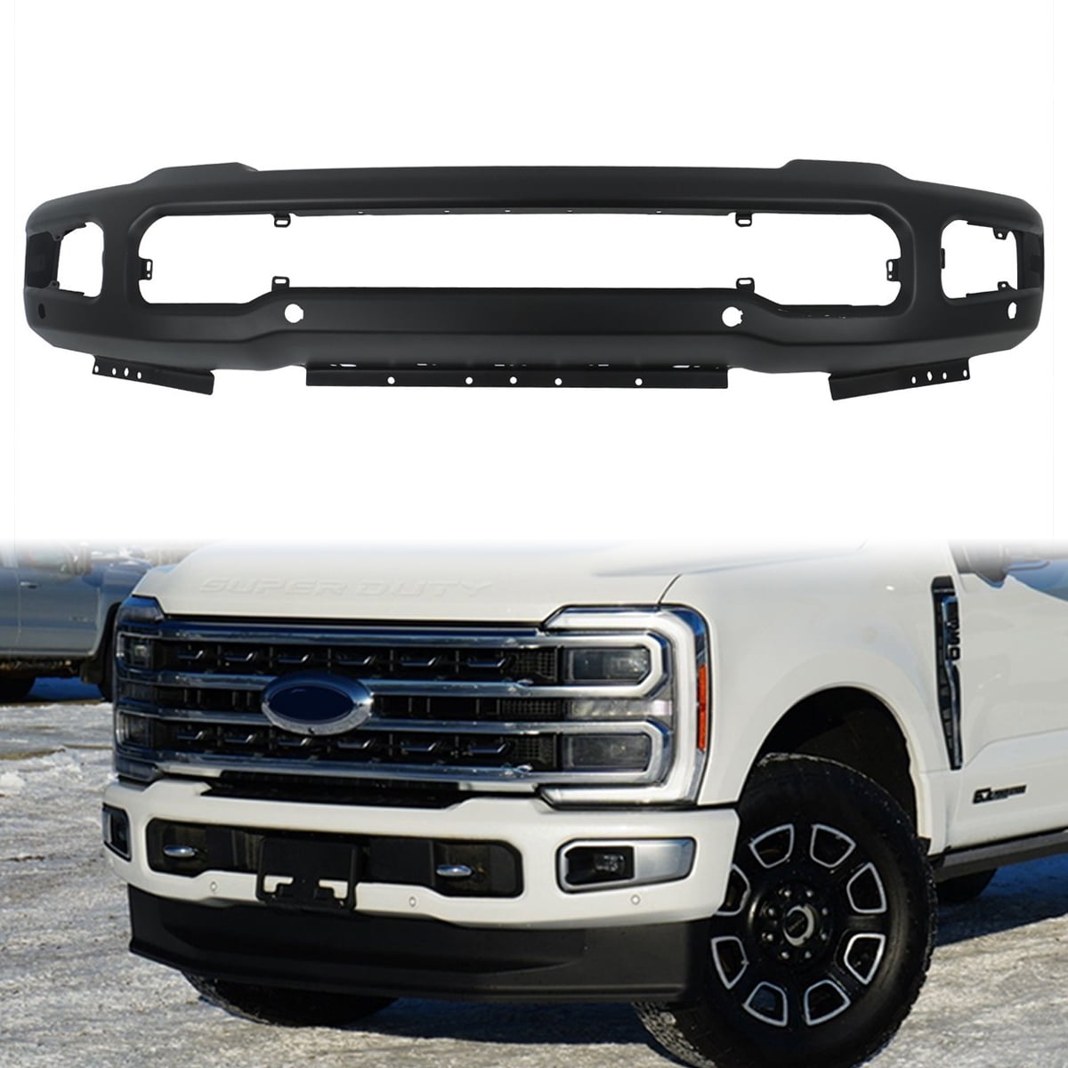 Front Bumper Face Bar For Ford F250 F350 2023-2025 W/ Fog Light Holes ...