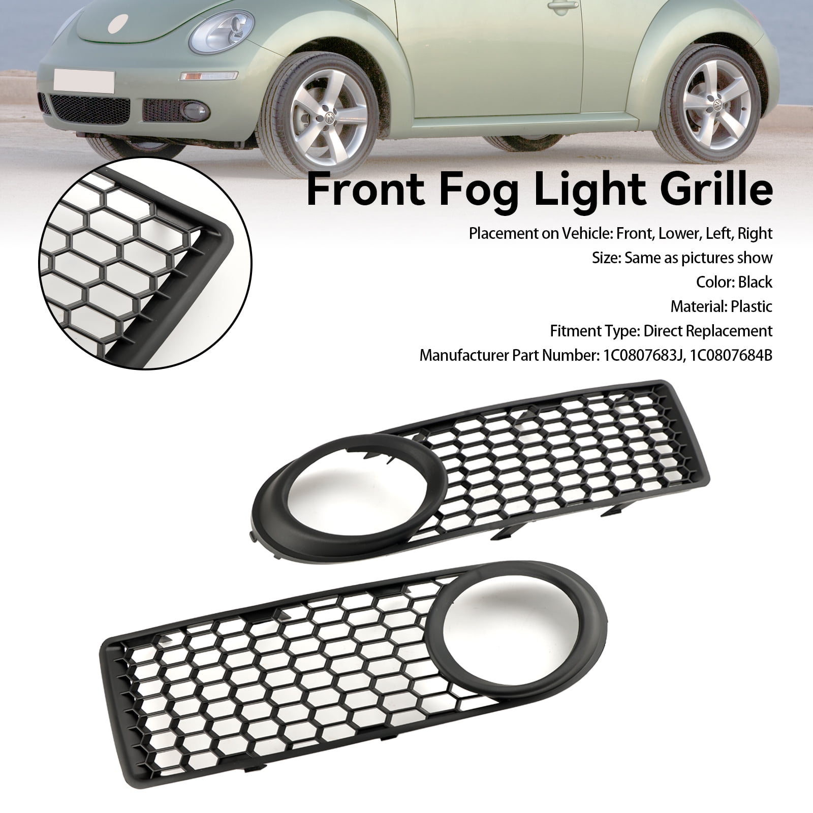 Front Bumper Fog Light Grille Fit for VW Volkswagen Beetle & Beetle ...