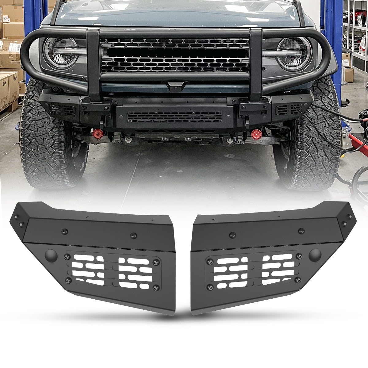 Front Bumper Full-Width Side Wings For 2021-2023 Ford Bronco(not Bronco ...
