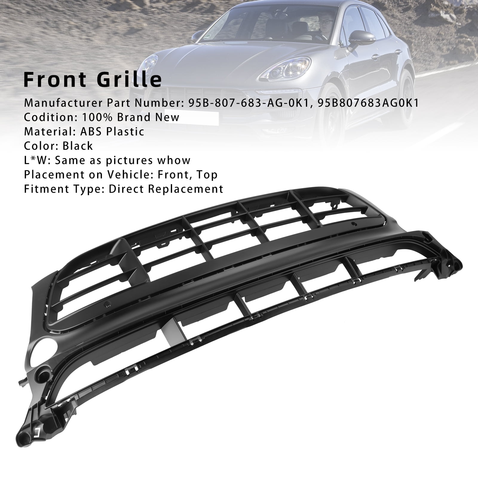 Front Bumper Grill Grille 95B807683-AG-0K1 Fit for Porsche Macan GTS ...