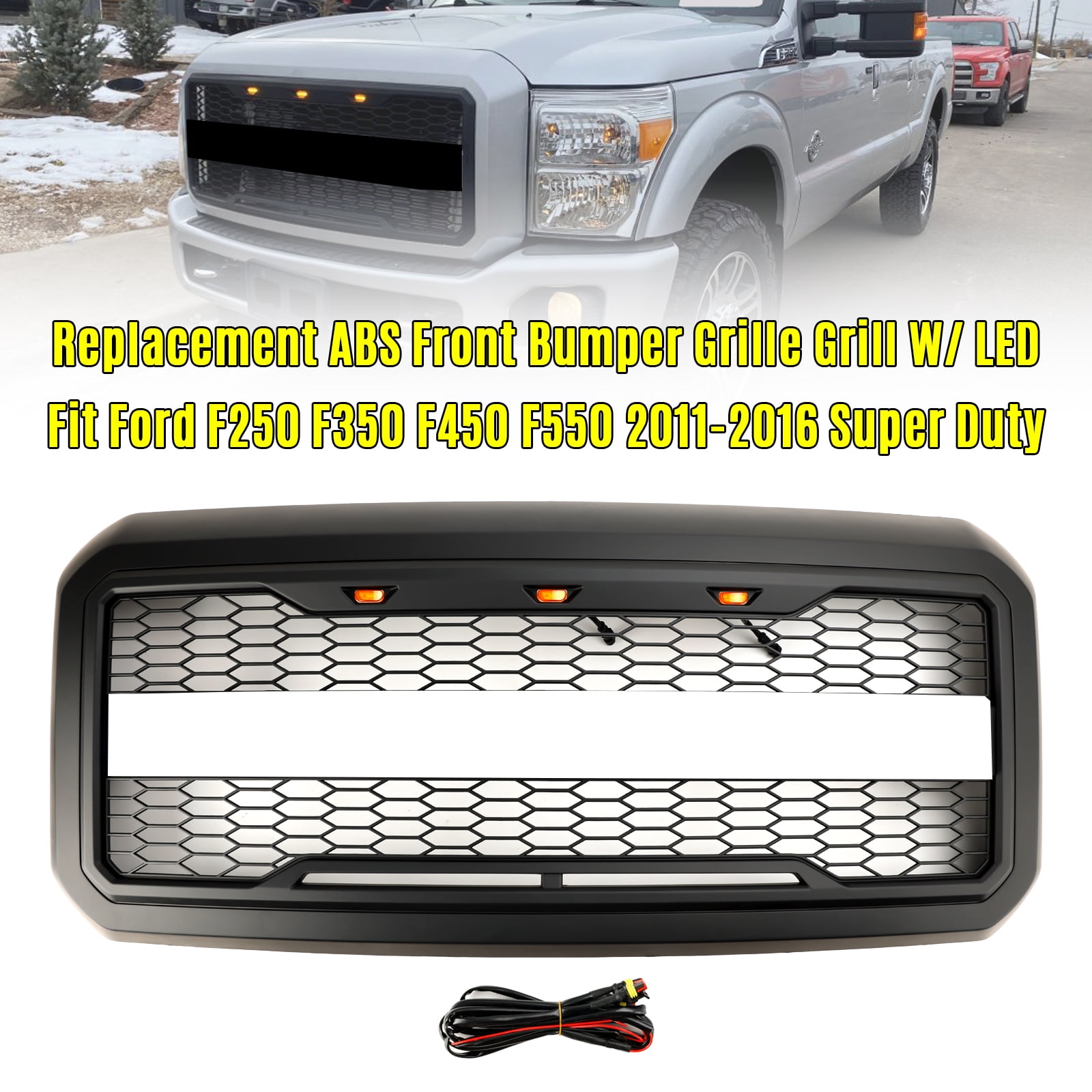 Front Bumper Grill Grille W/ LED Fit for Ford F250 F350 2011-2016 Super ...