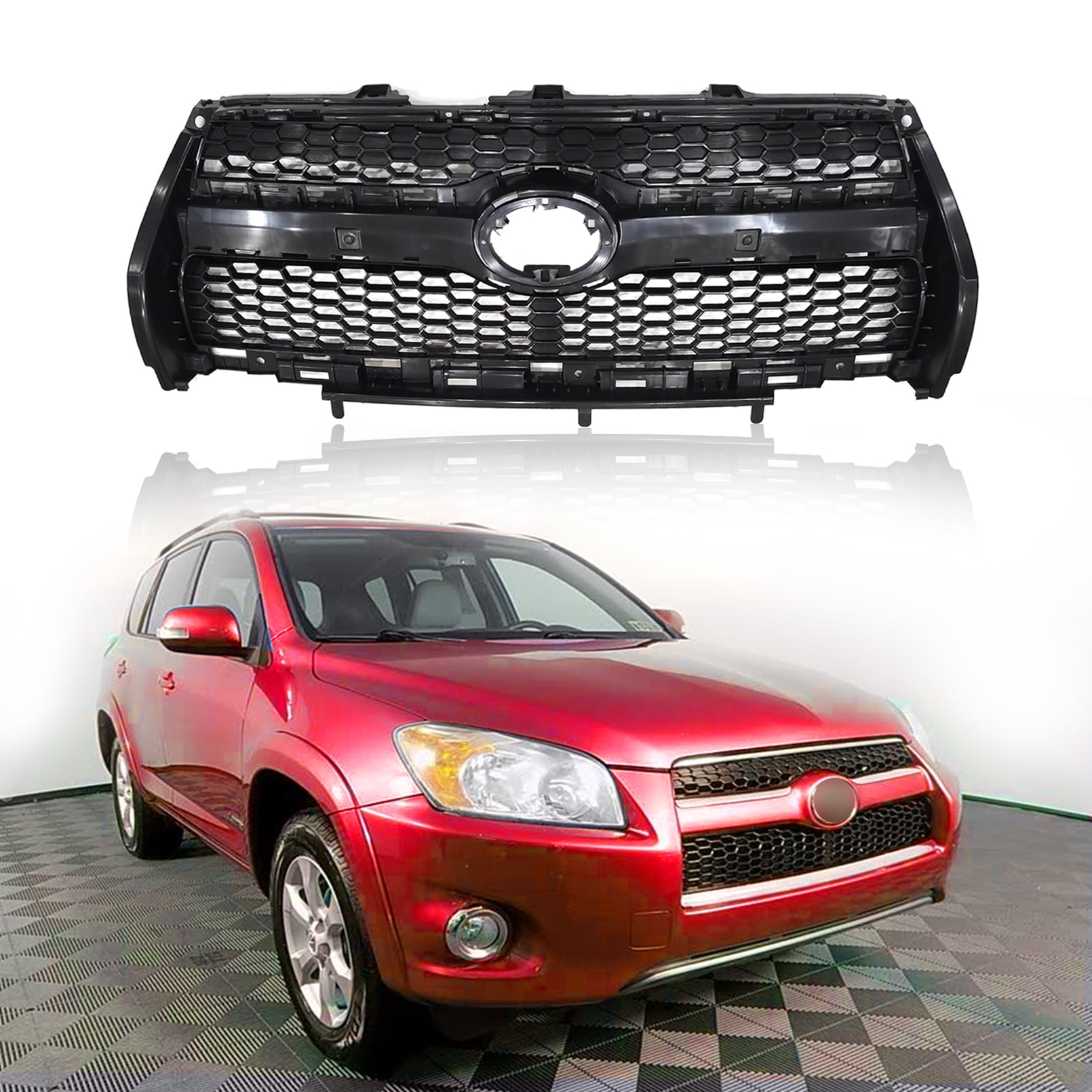 Front Bumper Grille Assembly Black ABS Grill For 2009 2010 2011 2012 ...