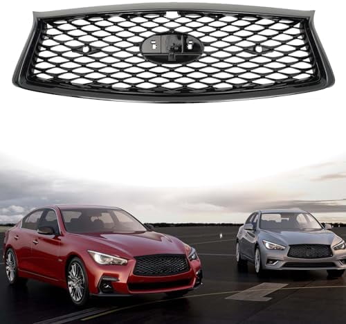 Front Bumper Grille Compatible with Infiniti Q50 2018-2023 Center Grill ...