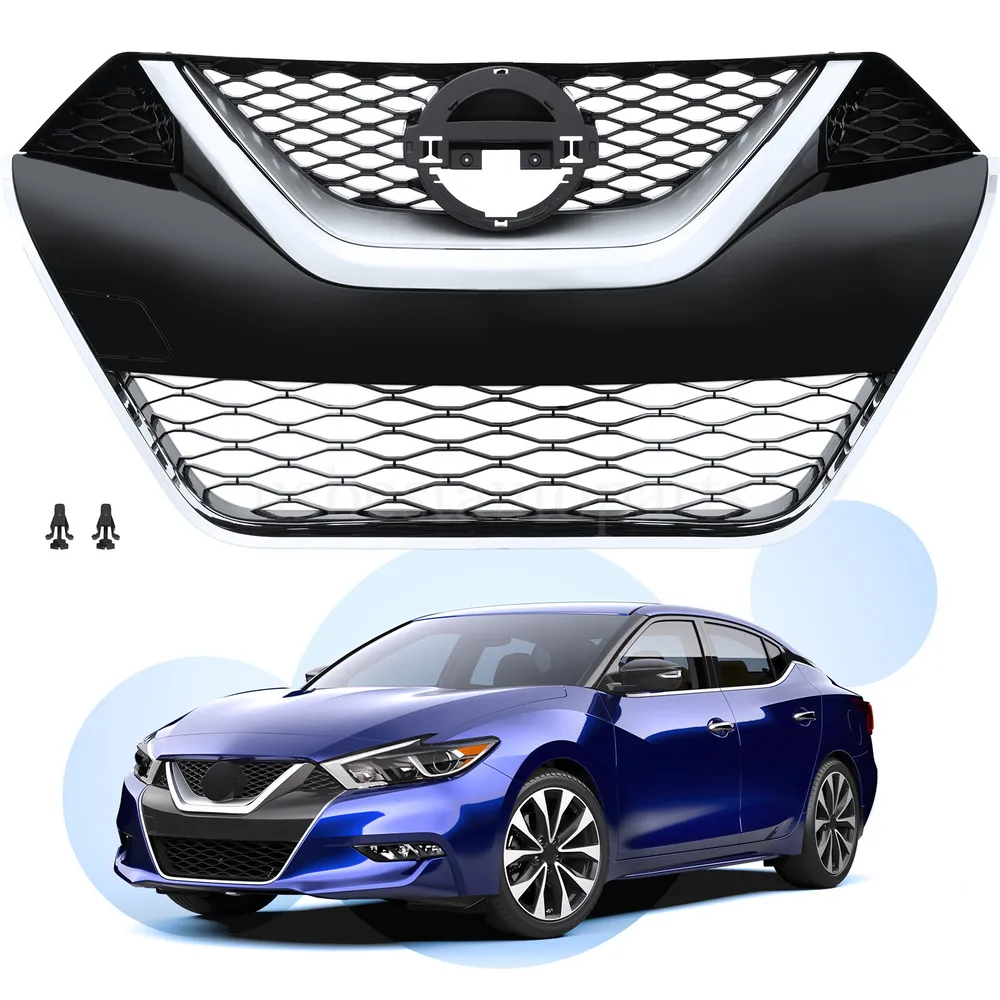 Front Bumper Grille Grill For 2016 2017 2018 Nissan Maxima Black Chrome ...