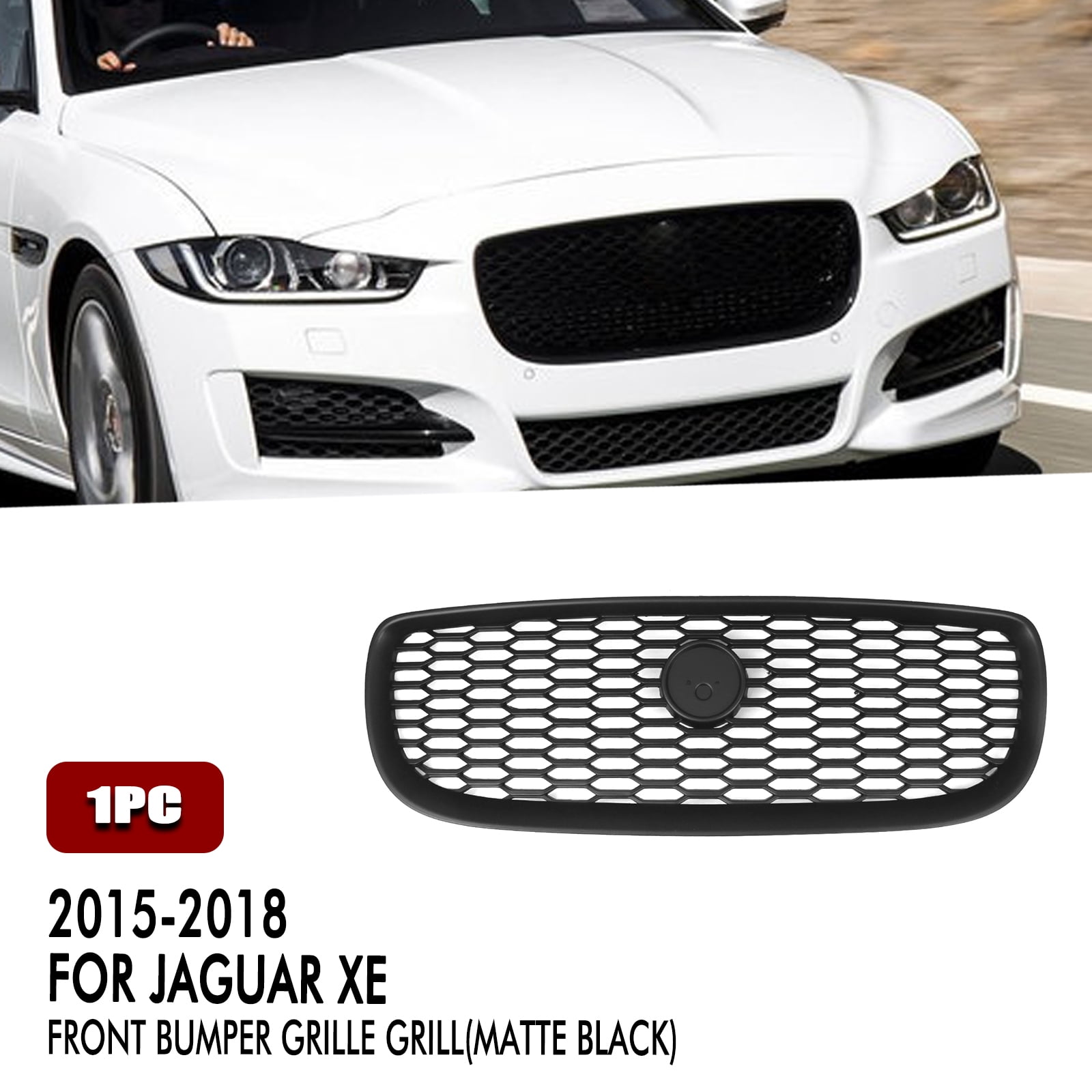 Front Bumper Grille Mesh Grill Cover Kit For Jaguar XE 2015-2018 Matte ...