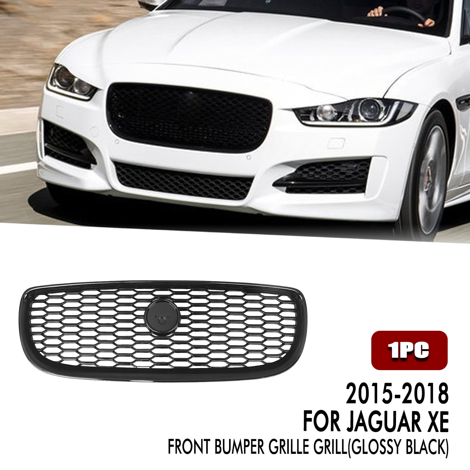 Front Bumper Grille Mesh Grill Cover Kit For Jaguar XE 2015-2018 Matte ...