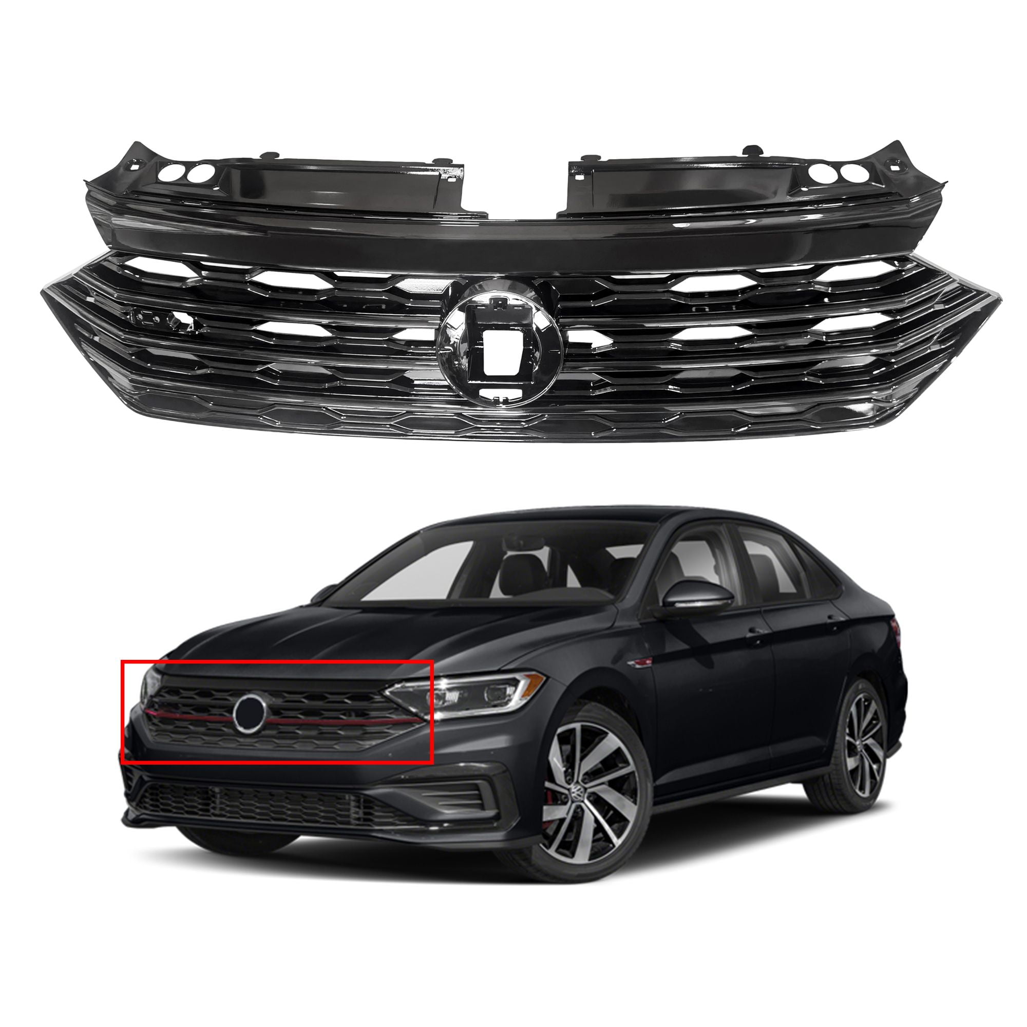 Front Bumper Grille With Black Trim For 2019 2020 Volkswagen Jetta GLI ...