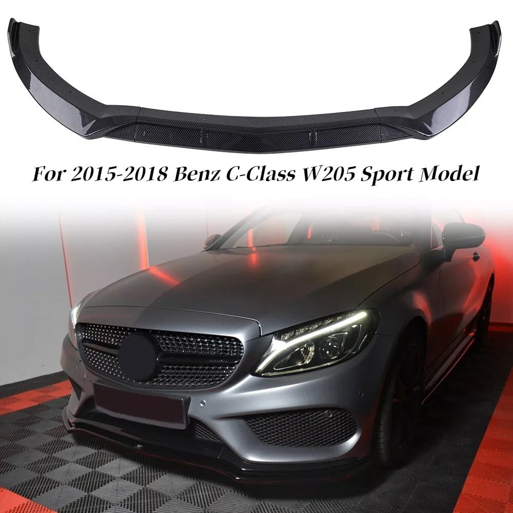 Front Bumper Lip Body Kit Spoiler For Benz C-Class W205 C250 C300 Sport ...