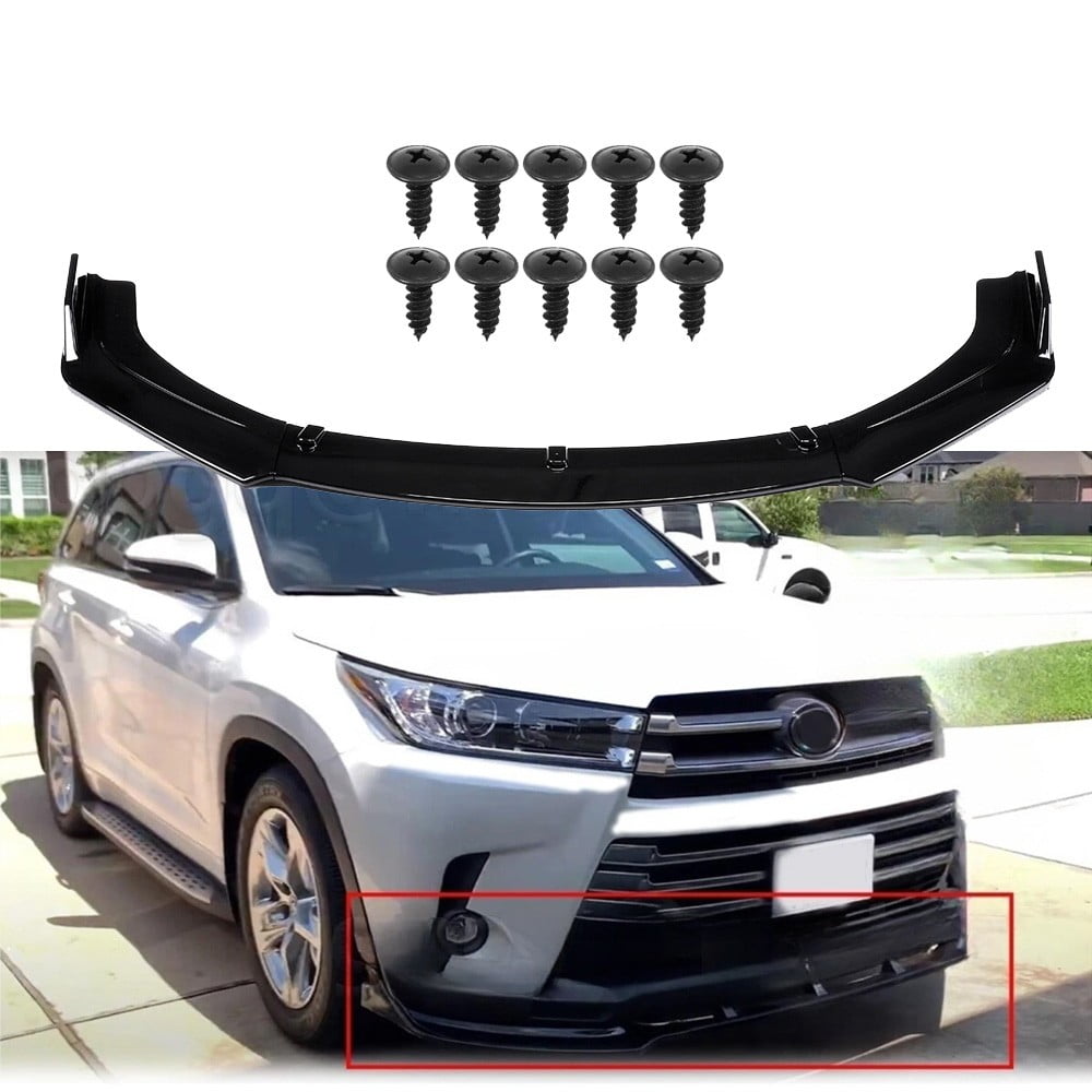 Front Bumper Lip Body Kit Spoiler Glossy Black For Toyota Highlander 17 ...