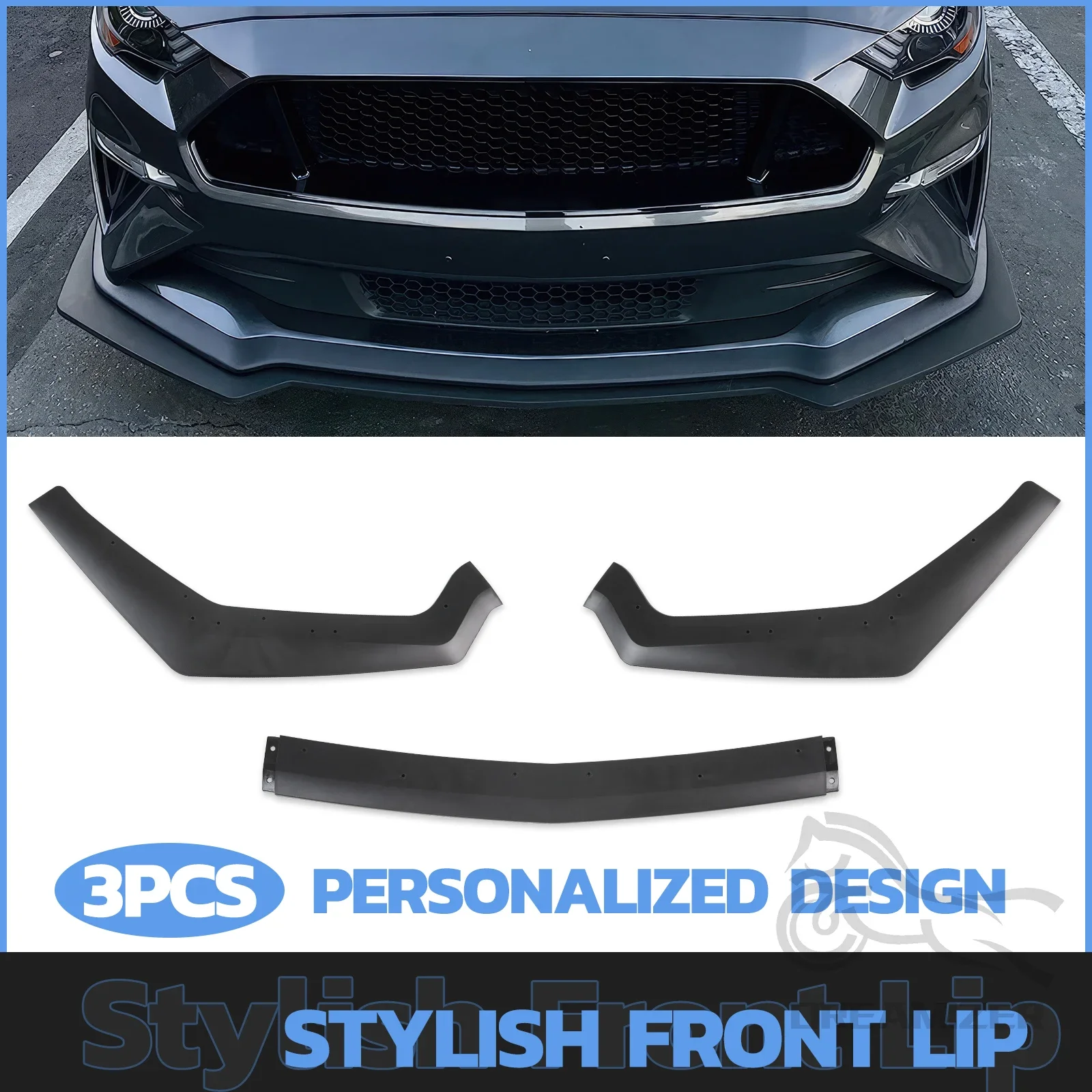 Front Bumper Lip For Ford Mustang 2018-2023 GT Model Only 3-Piece Lower ...