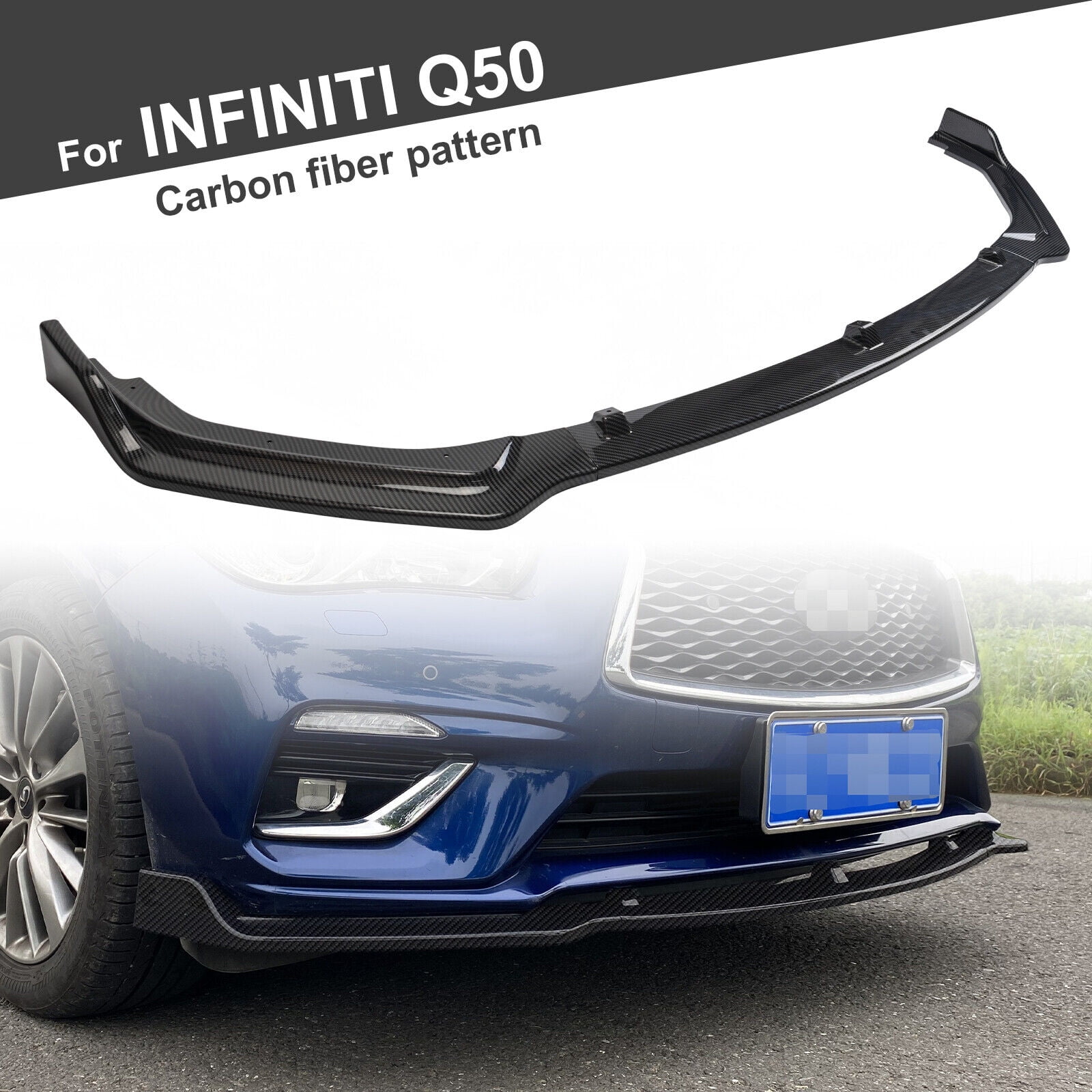 Front Bumper Lip Spoiler for Infiniti Q50 2018 2019 2020-2023 Base ...