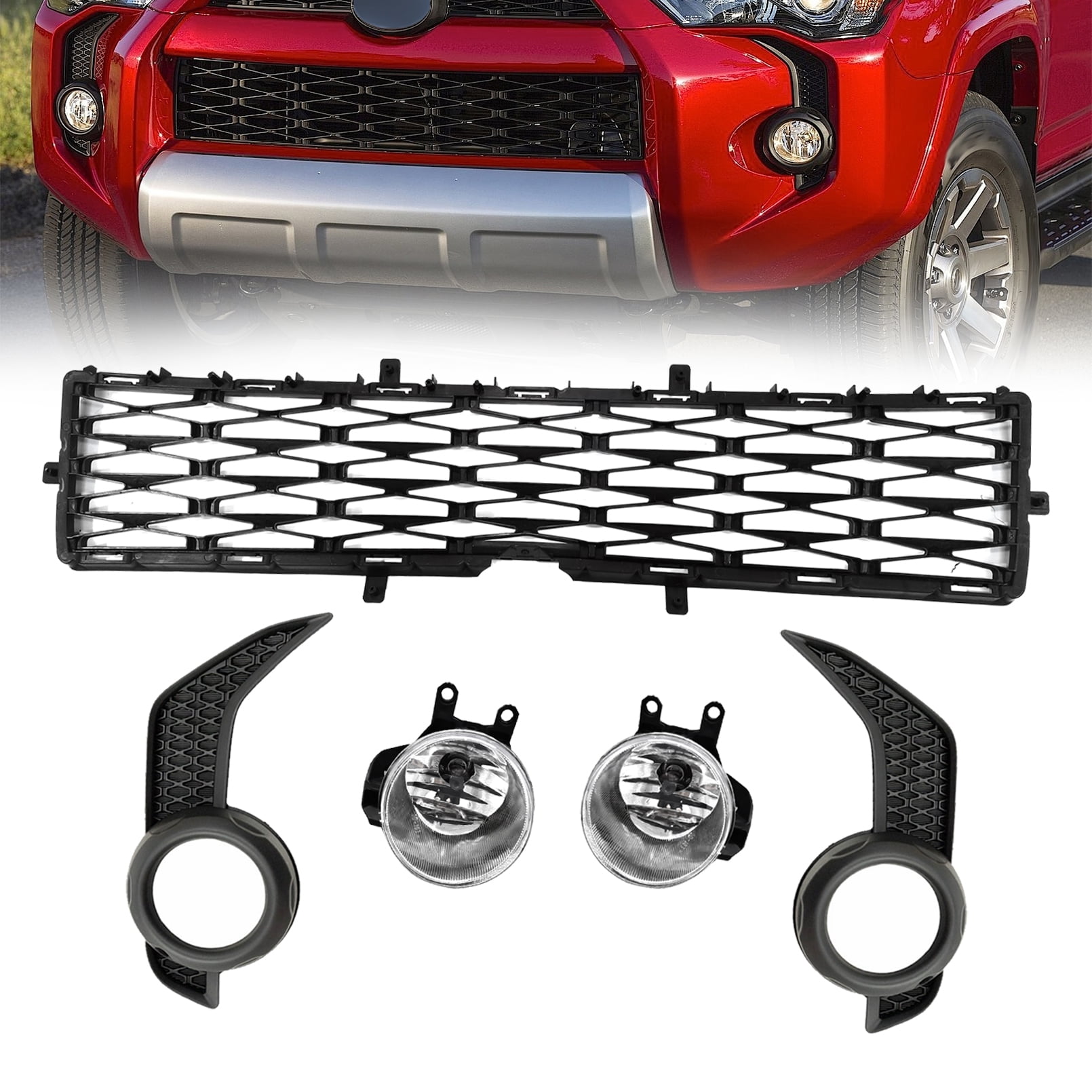 Front Bumper Lower Grill Fog Lights Set For 2014-2019 Toyota 4Runner ...