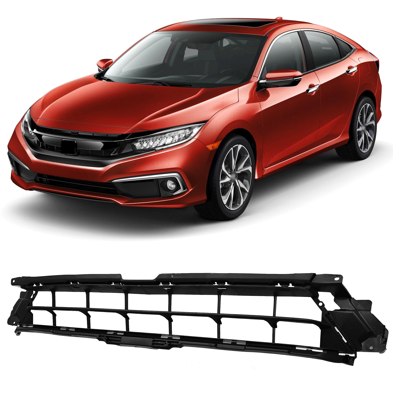 Front Bumper Lower Grille For 2019 2020 2021 Honda Civic Sedan Black ...