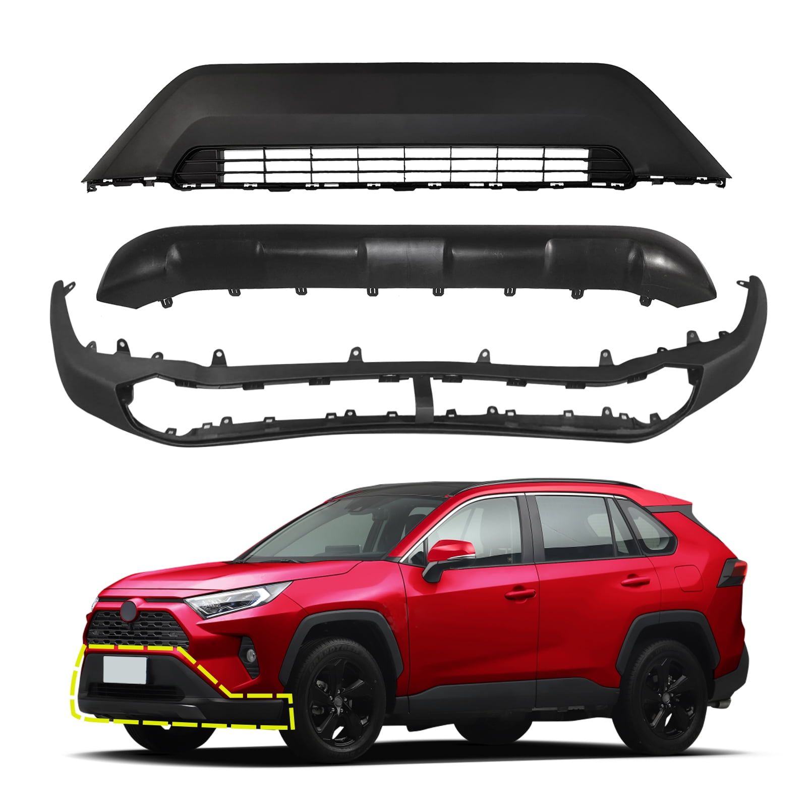 Front Bumper Lower Grille+Valance Panel For 2019-2021 Toyota RAV4 ...
