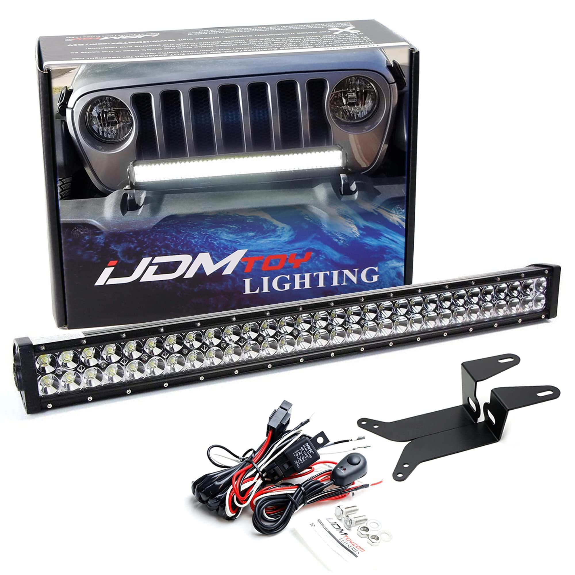 Front Bumper Mount 30-Inch LED Light Bar For Jeep 2018-up Wrangler ...