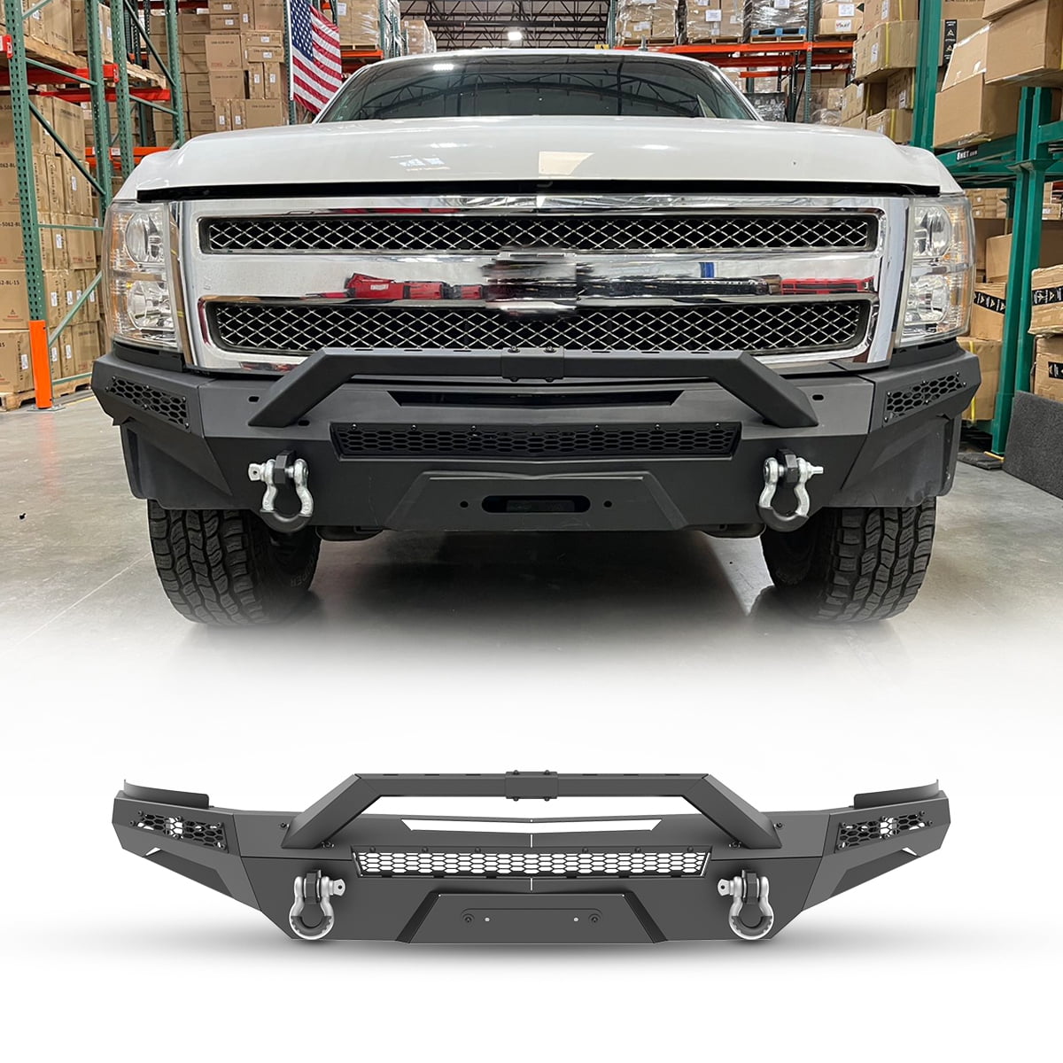 Front Bumper+Side Wings+Bull Bar For 2007-2013 Chevy Silverado 1500 w ...