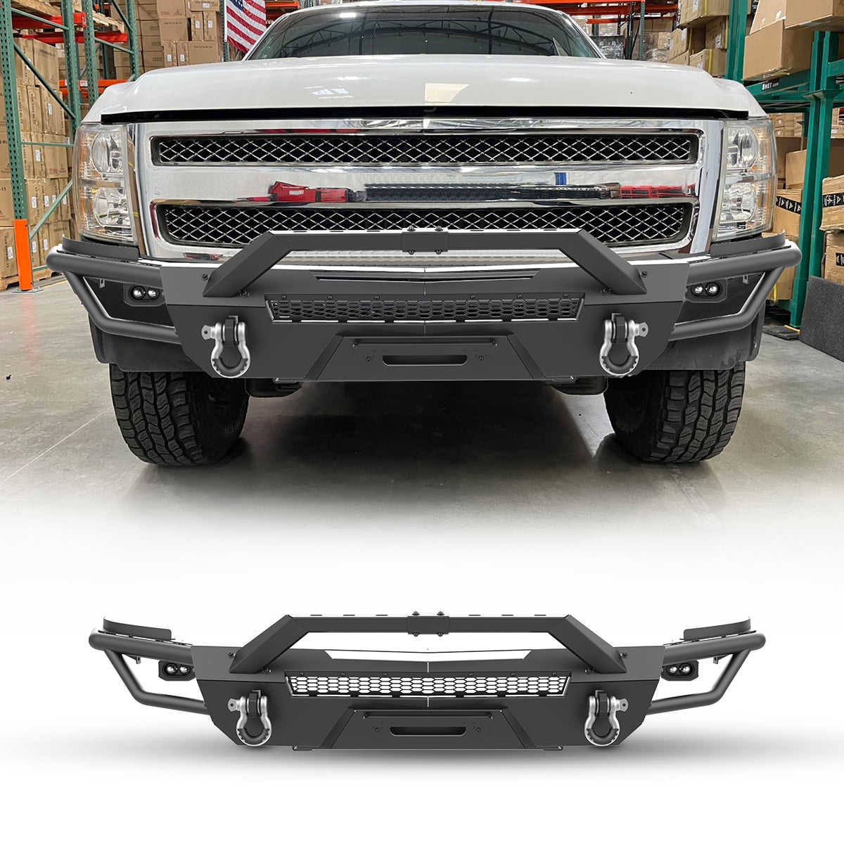 Front Bumper+Side Wings+Bull Bar+Winch Plate For 2007-2013 Chevy ...