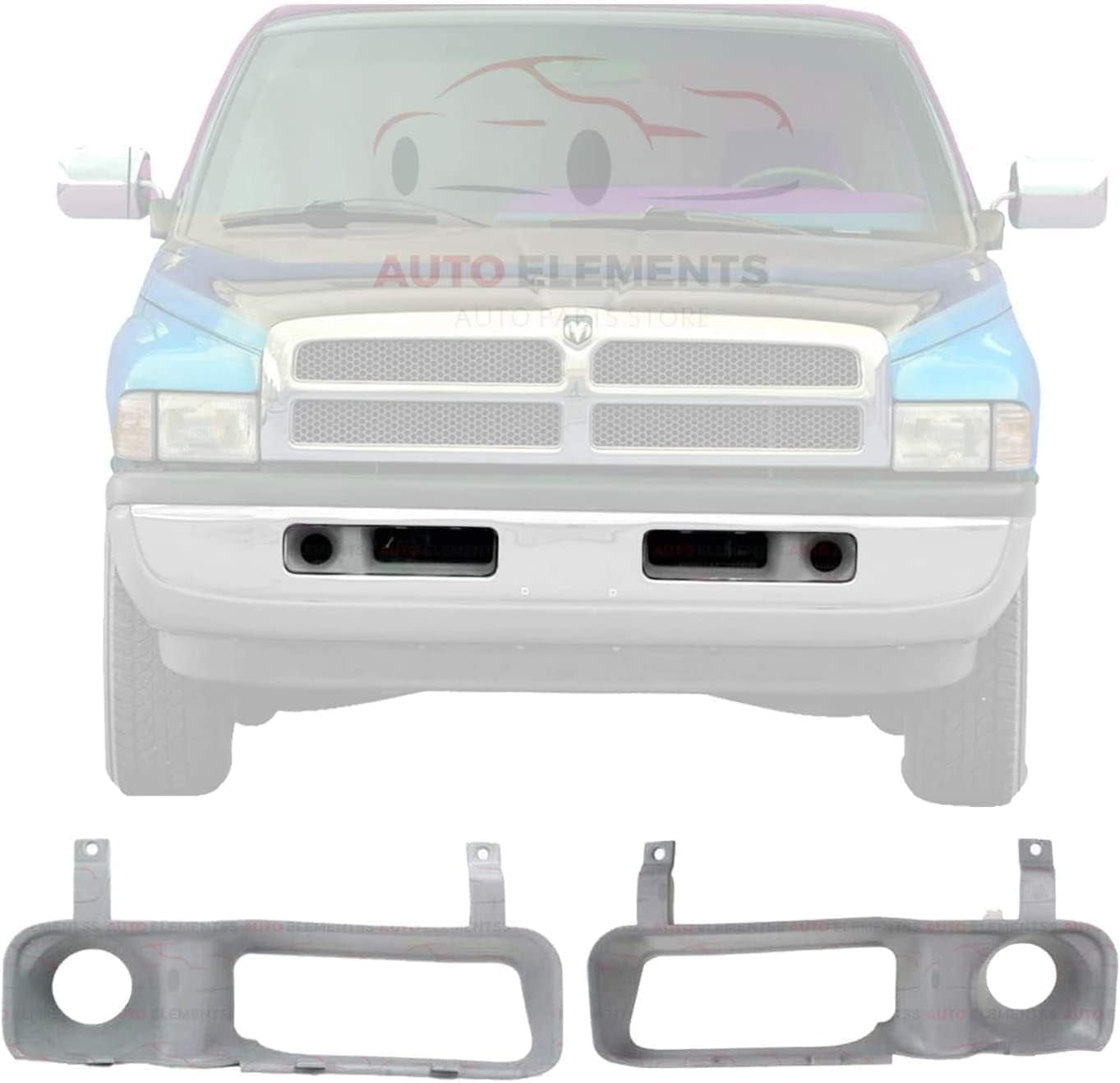 Front Bumper Sight Shield Fog Light Trim Bezel Covers Set of 2 For 1994-2001 Dodge Ram 1500/1994 ...