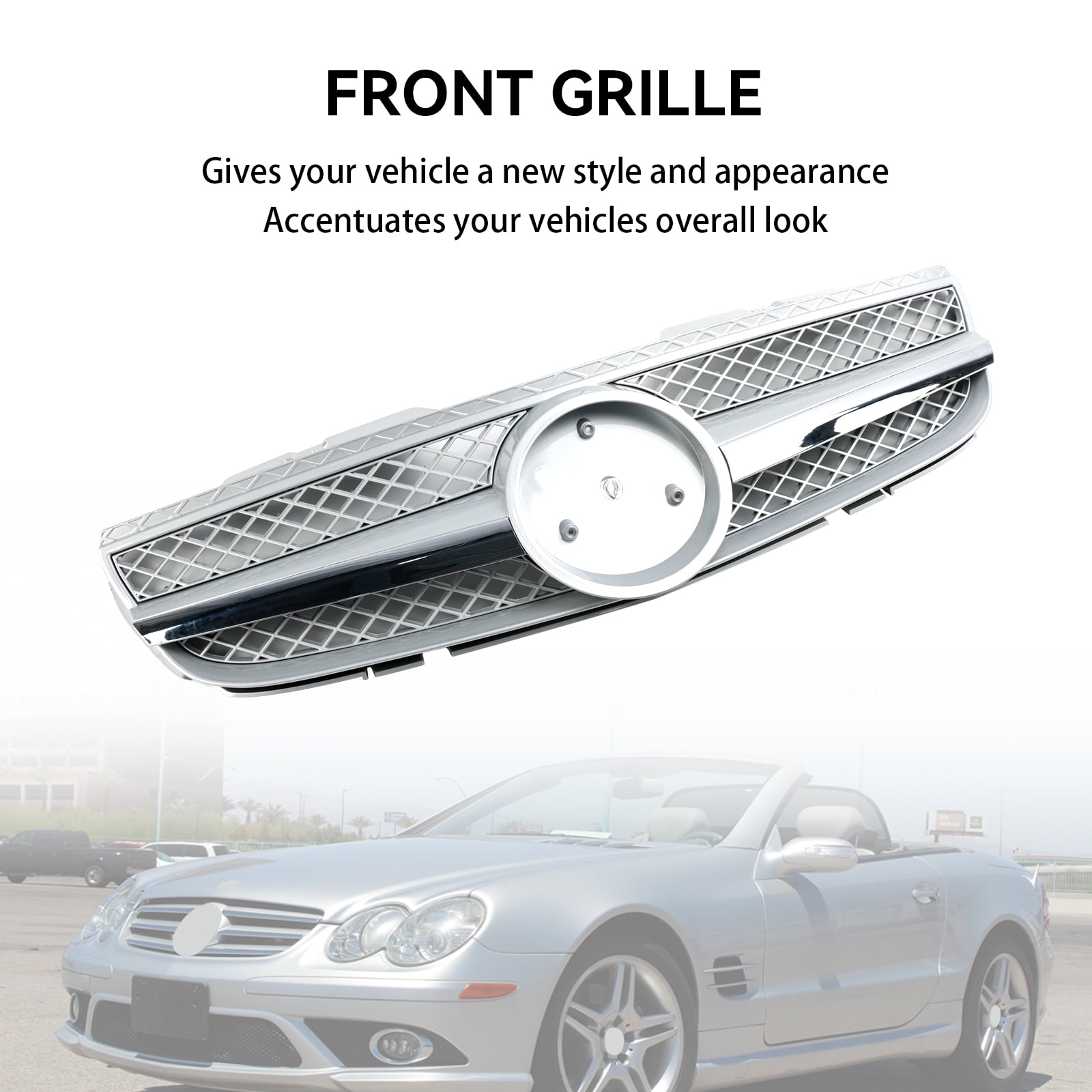 Front Bumper Upper Grill Fit Mercedes R230 SL550 SL600 2007-2008 1 Fin ...