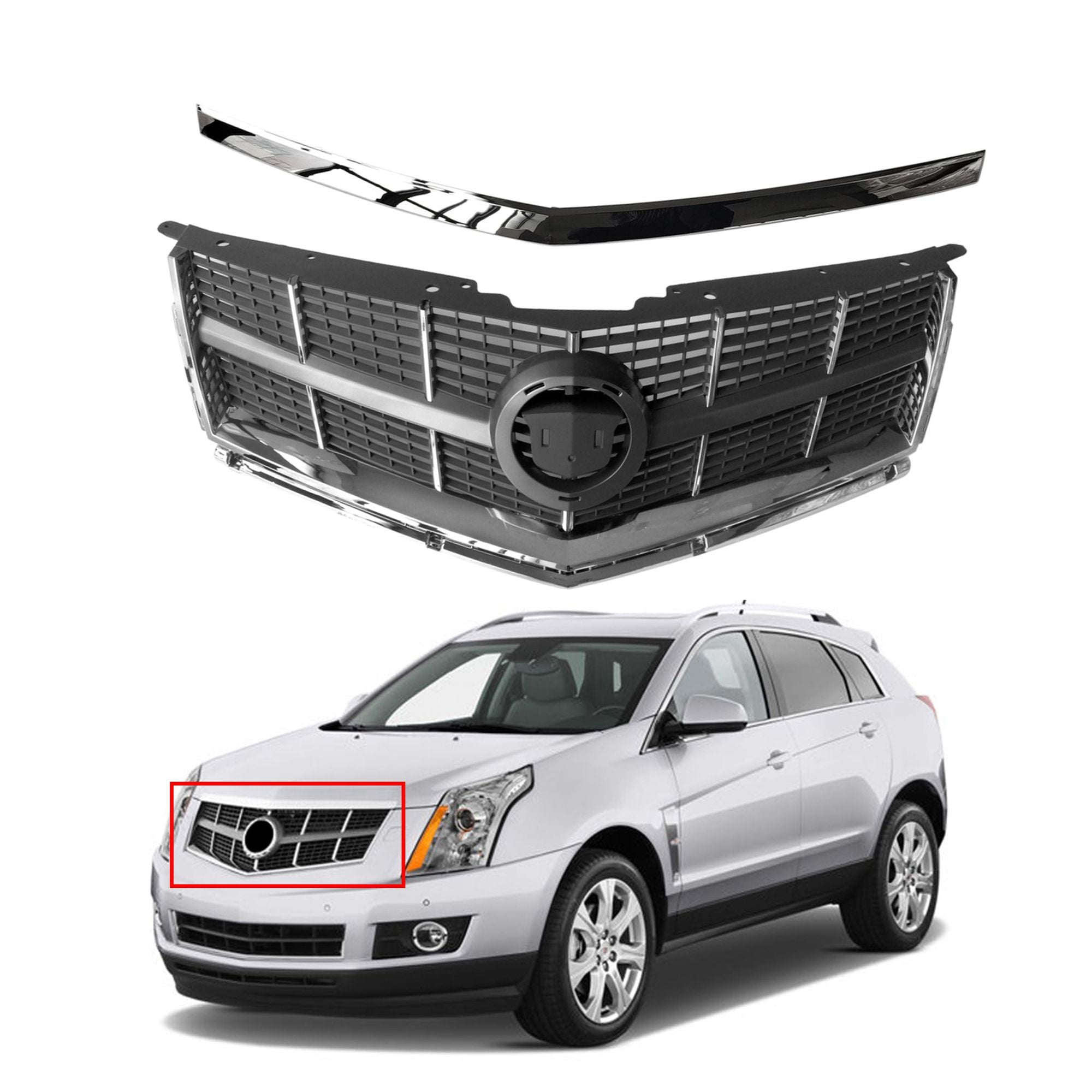 Front Bumper Upper Grille 2PCS For 2010 2011 2012 Cadillac SRX 25778321 ...