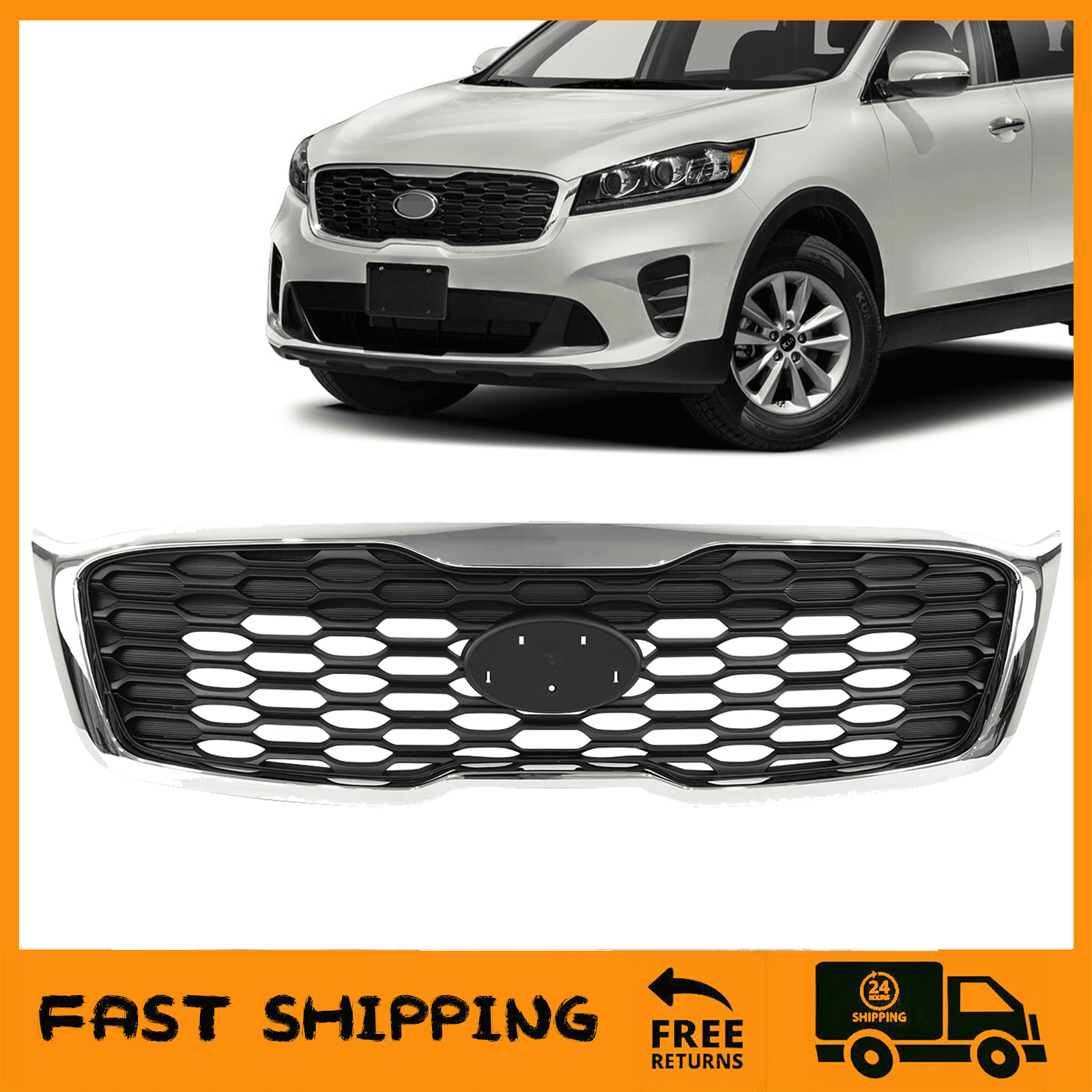 Front Bumper Upper Grille Assembly Fit 19-20 Kia Sorento 86380-C6800 EX ...