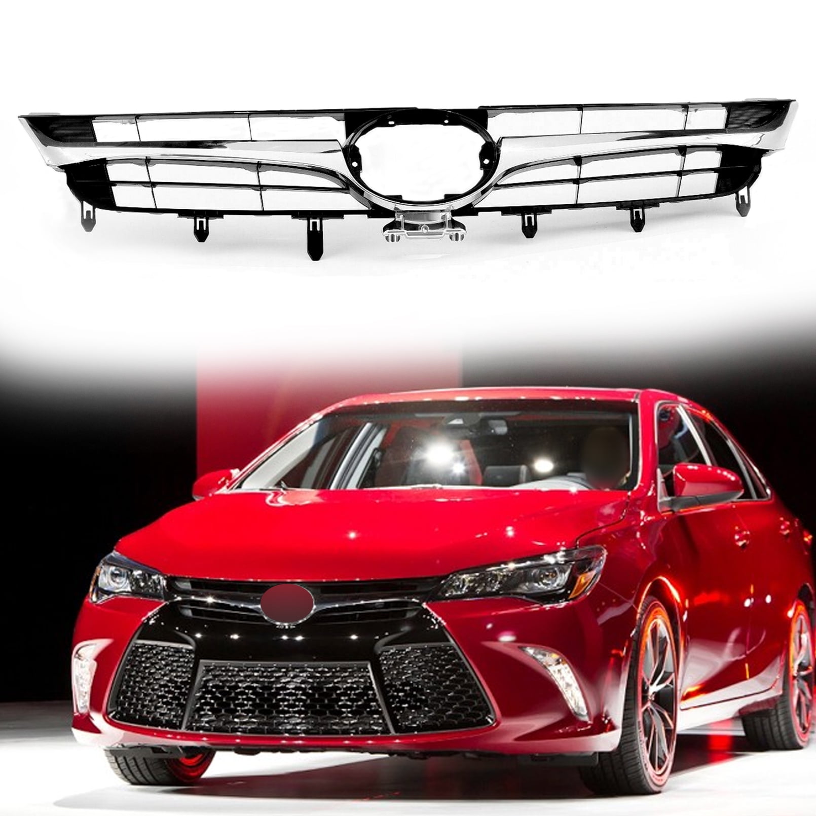 Front Bumper Upper Grille Grill Assembly Compatible with 2015 2016 2017 ...