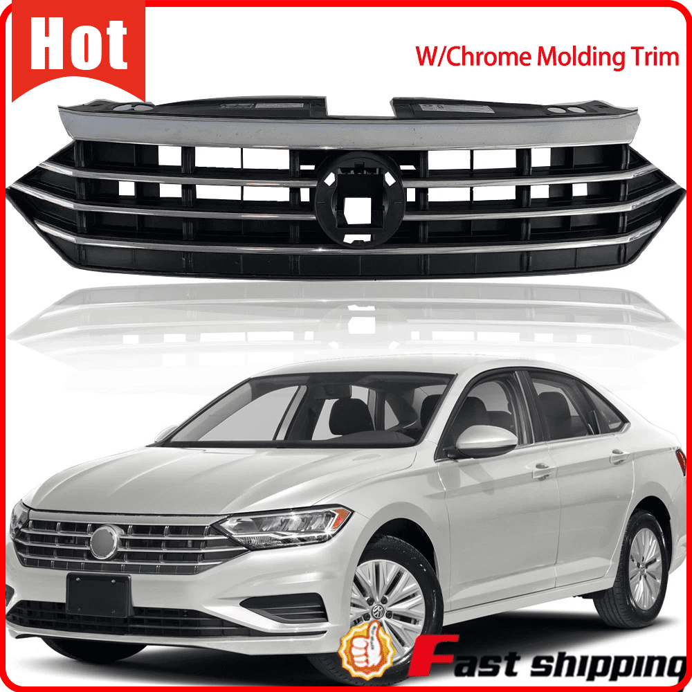 Front Bumper Upper Grille Grill W/Chrome Trim For 2019 2020 VW ...