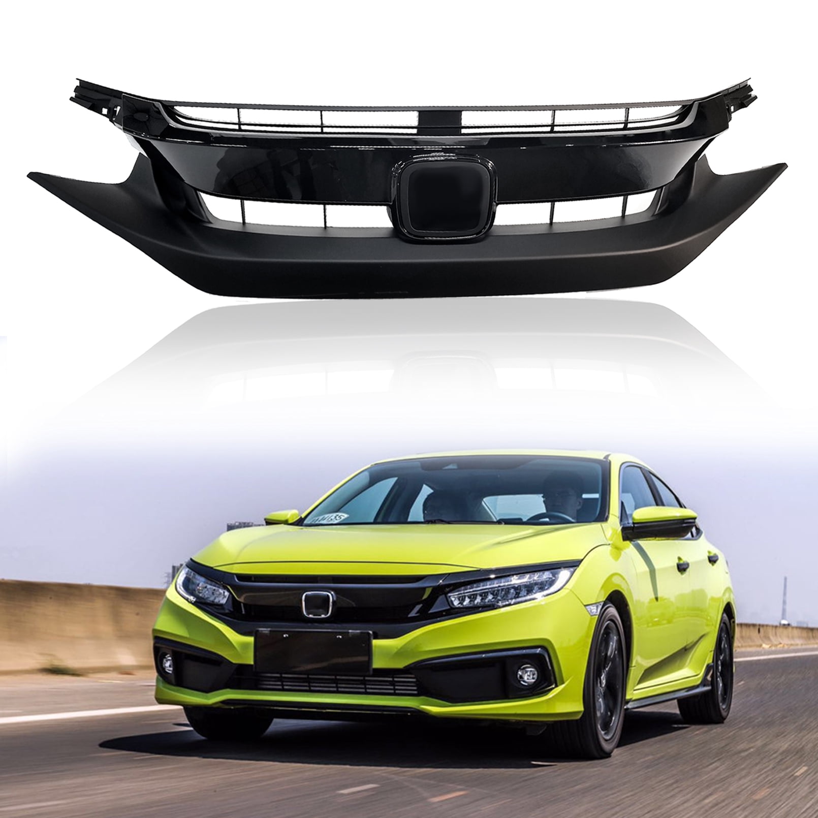 Front Bumper Upper Mesh Grille For 2019 2020 2021 Honda Civic Matte ...