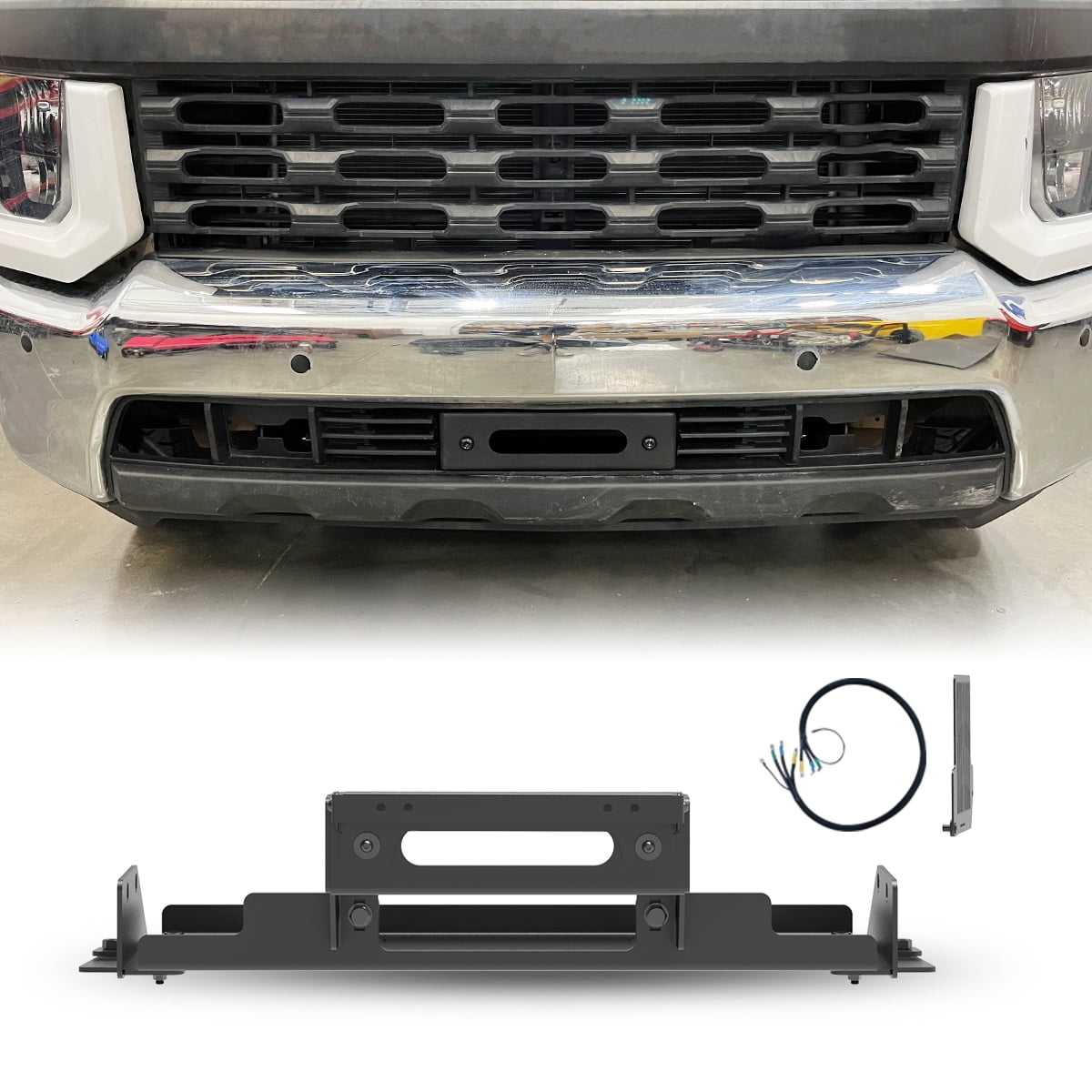 Front Bumper Winch Plate Compatible With 20-24 Chevy Silverado 2500 ...