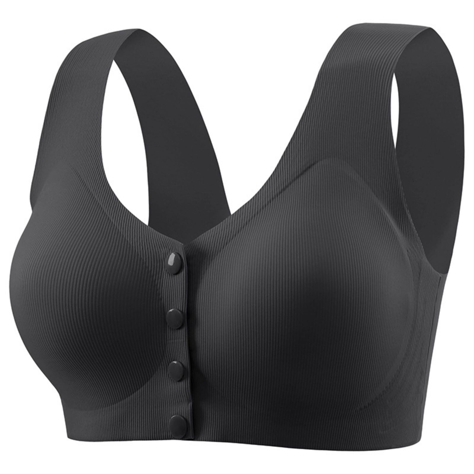 Front Button Closure Bras for Older Women Convenient Wireless Seamless ...