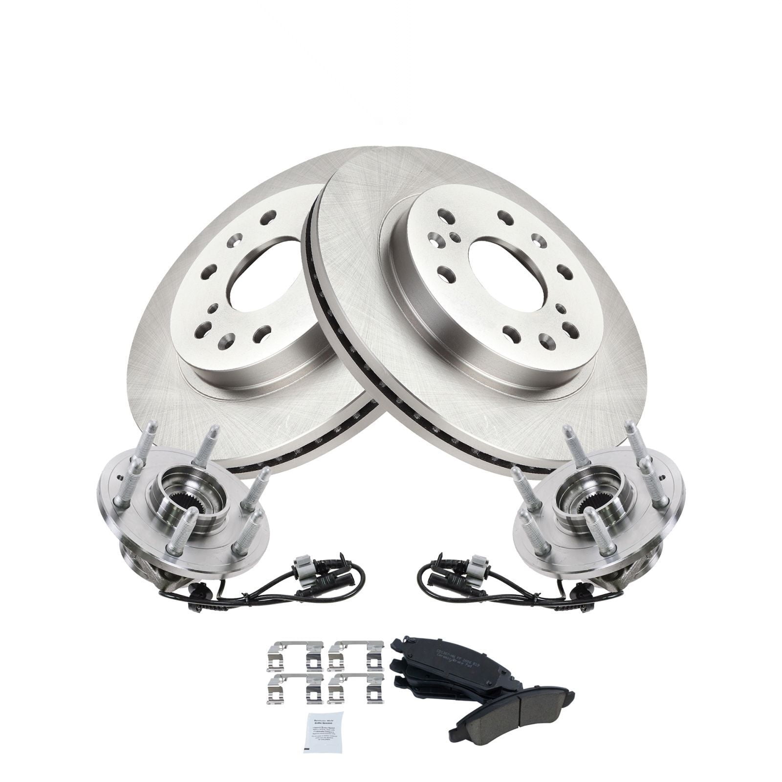 Front Ceramic Brake Pad, Rotor & Wheel Hub Bearing Kit for 2008-2014 GM ...