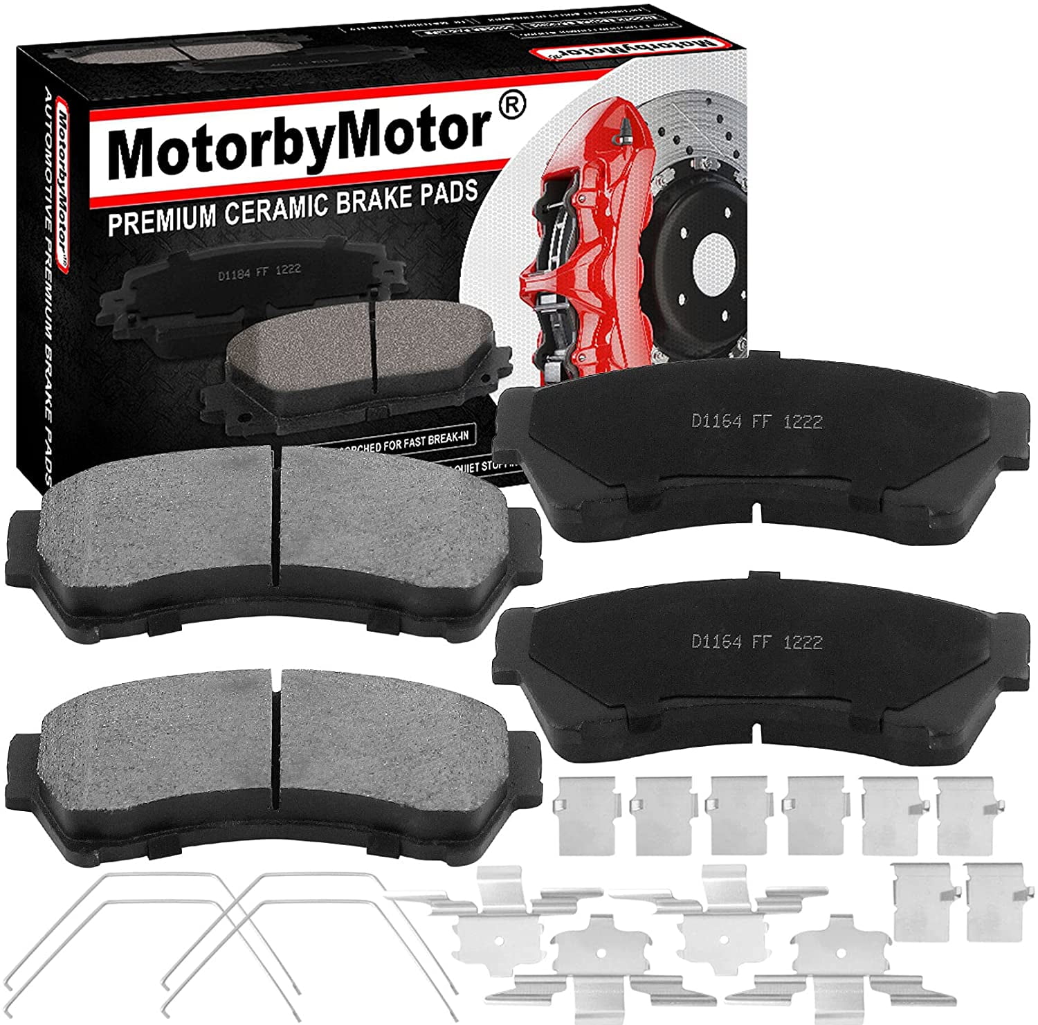 Front Ceramic Brake Pads w/Hardware Kits Fits for Ford Fusion, Lincoln MKZ Zephyr, Mazda 6 Milan ...