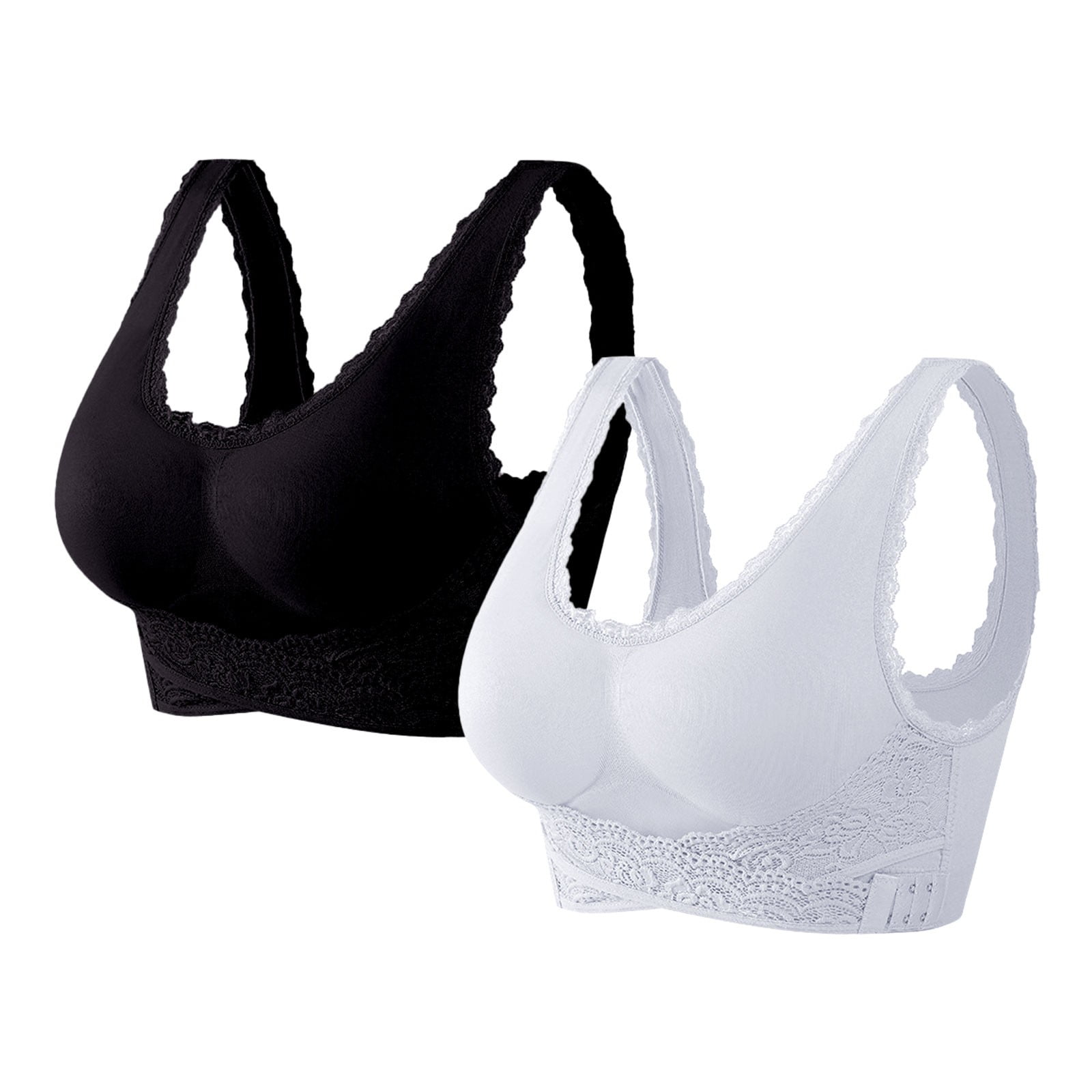 Front Closure Bras for Older Women Front Snap Closure Padded Bra for ...