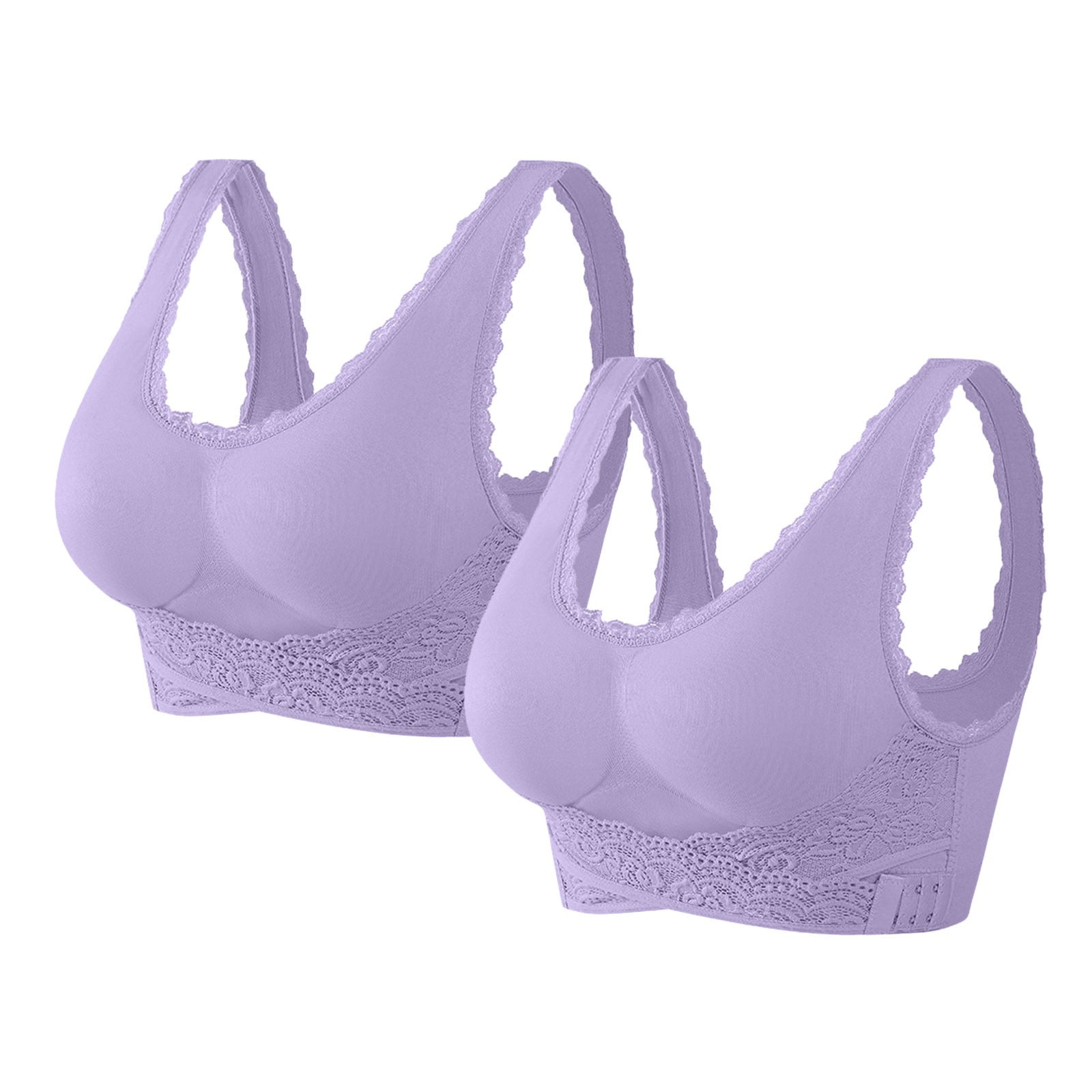 Front Closure Bras for Older Women Front Snap Closure Padded Bra for ...