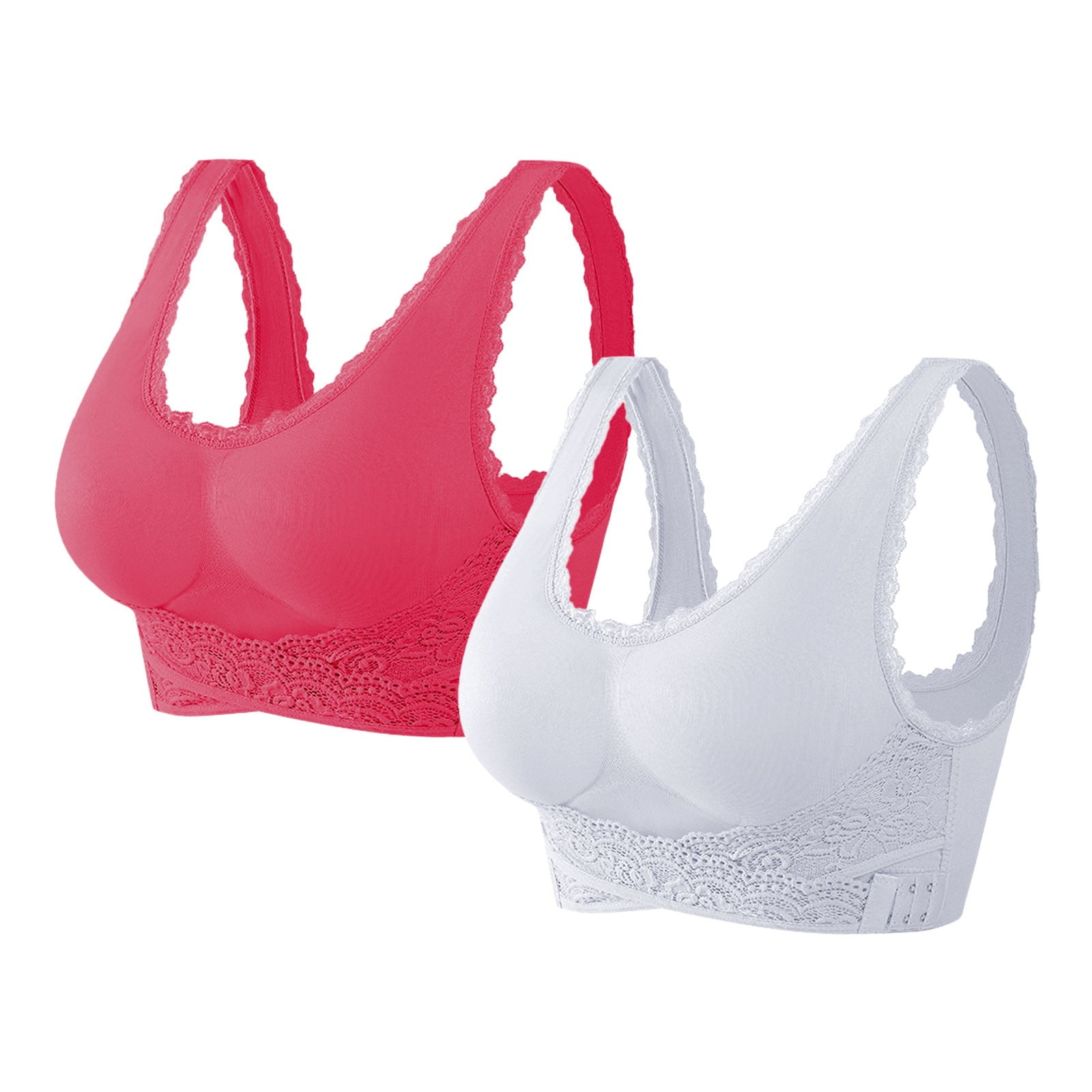 Front Closure Bras for Older Women Front Snap Closure Padded Bra for ...