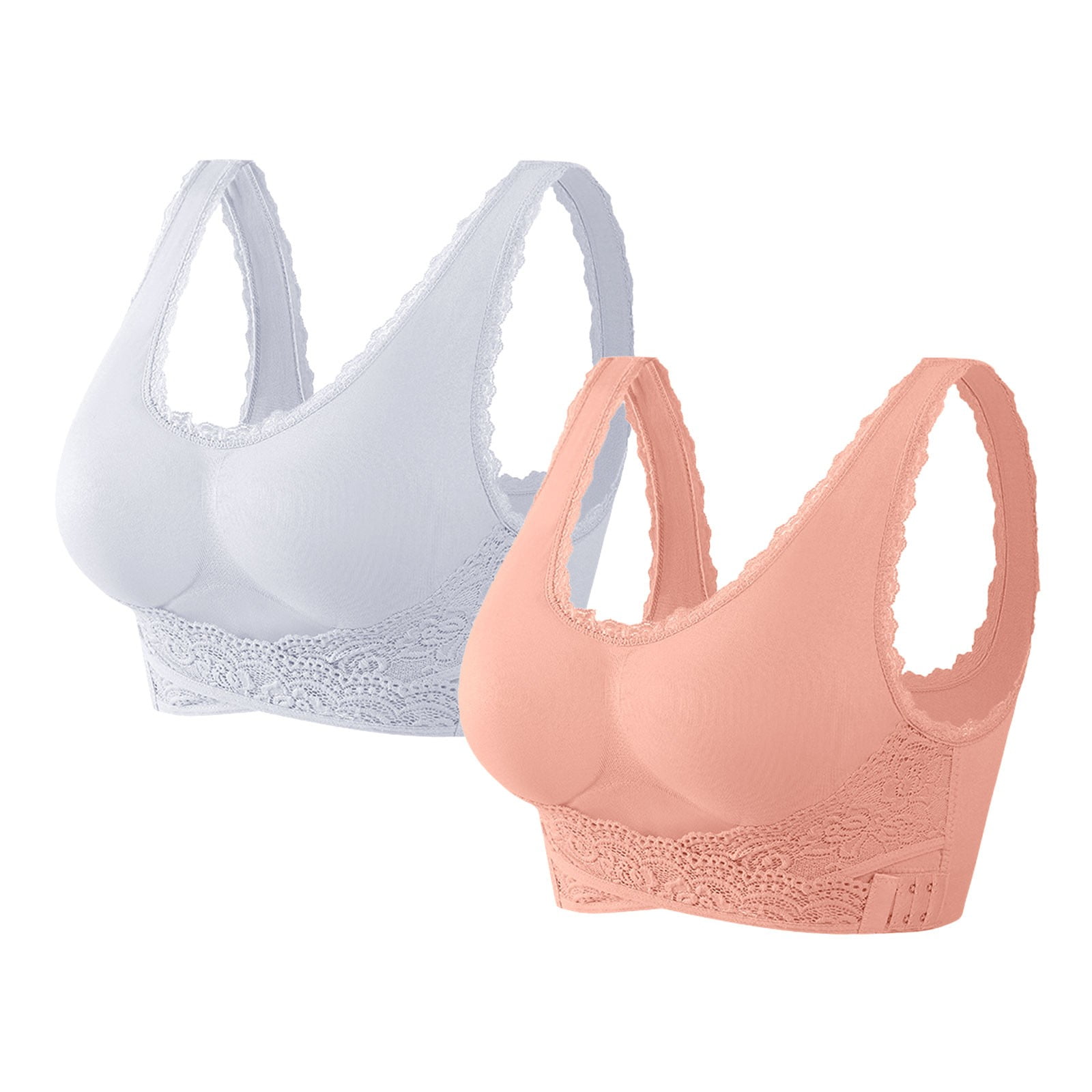 Front Closure Bras for Older Women Front Snap Closure Padded Bra for ...