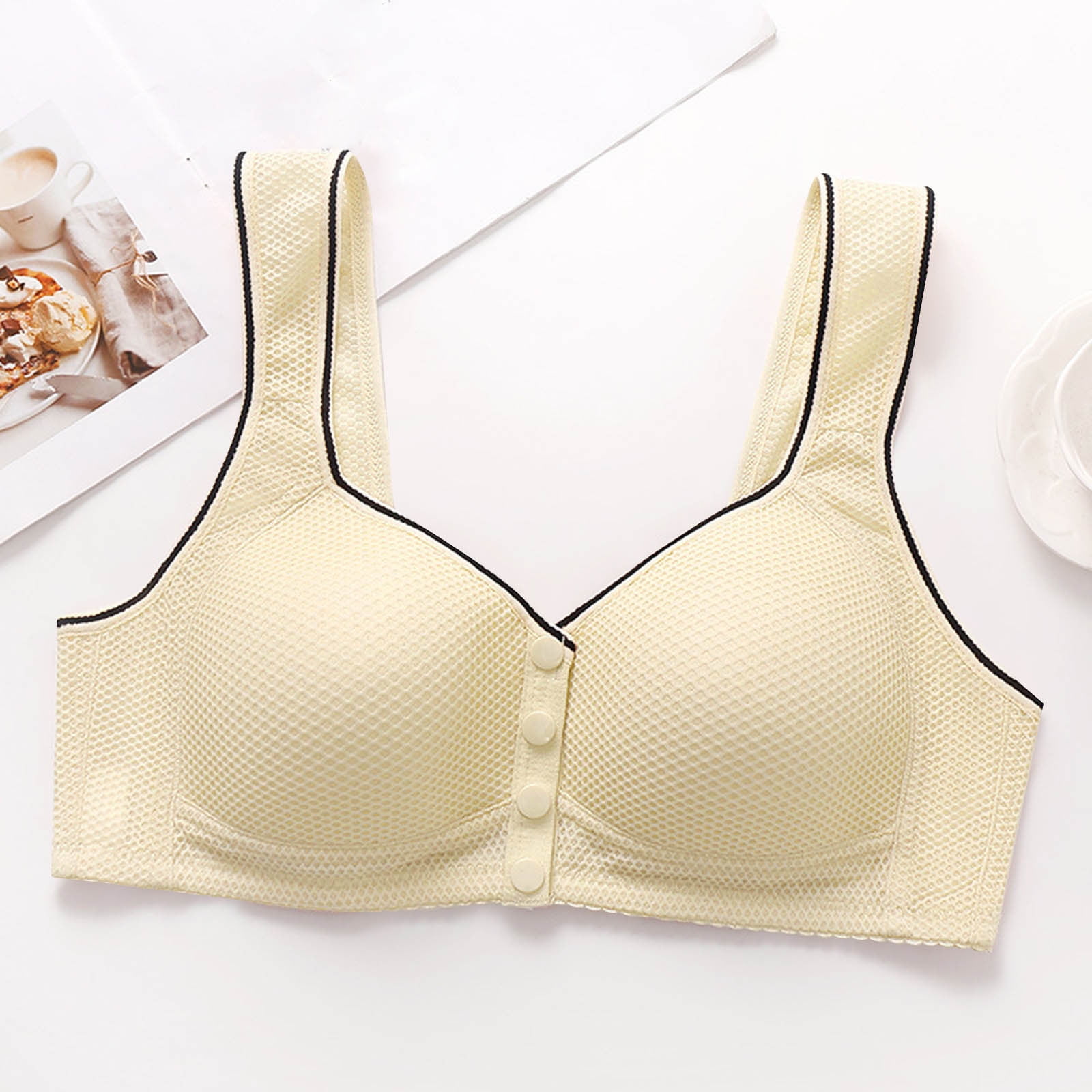 Front Closure Bras for Women Wireless Plus Size Padded Underwear No ...