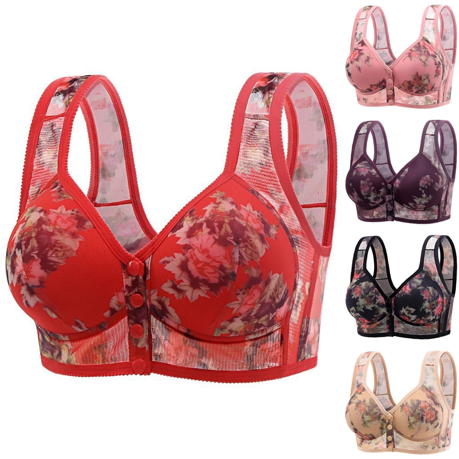 Front Closure Bras for Older Women 2025 Wireless No Underwire, Full ...