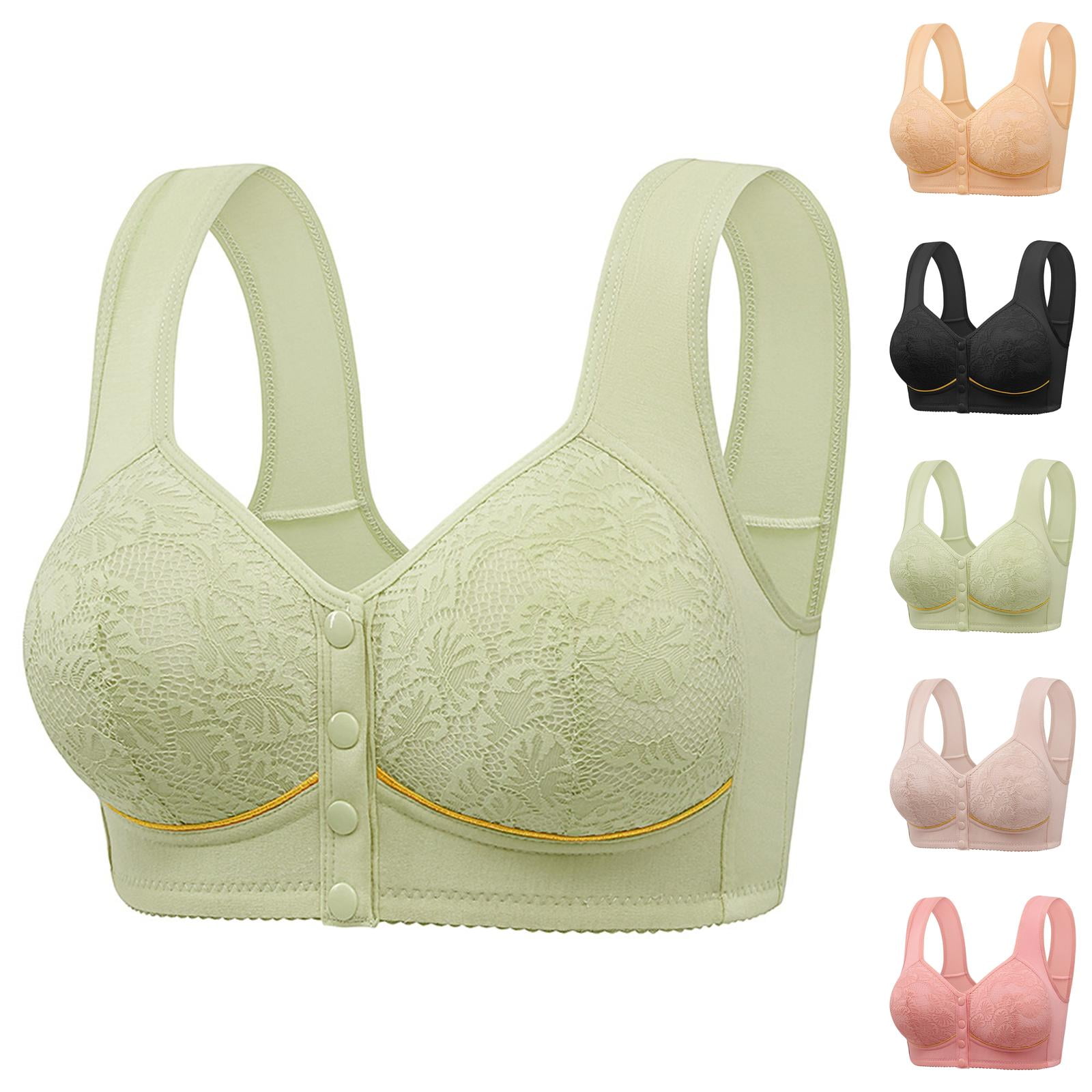 Front Closure Bras for Older Women Front Snap Plus Size Wireless Push ...