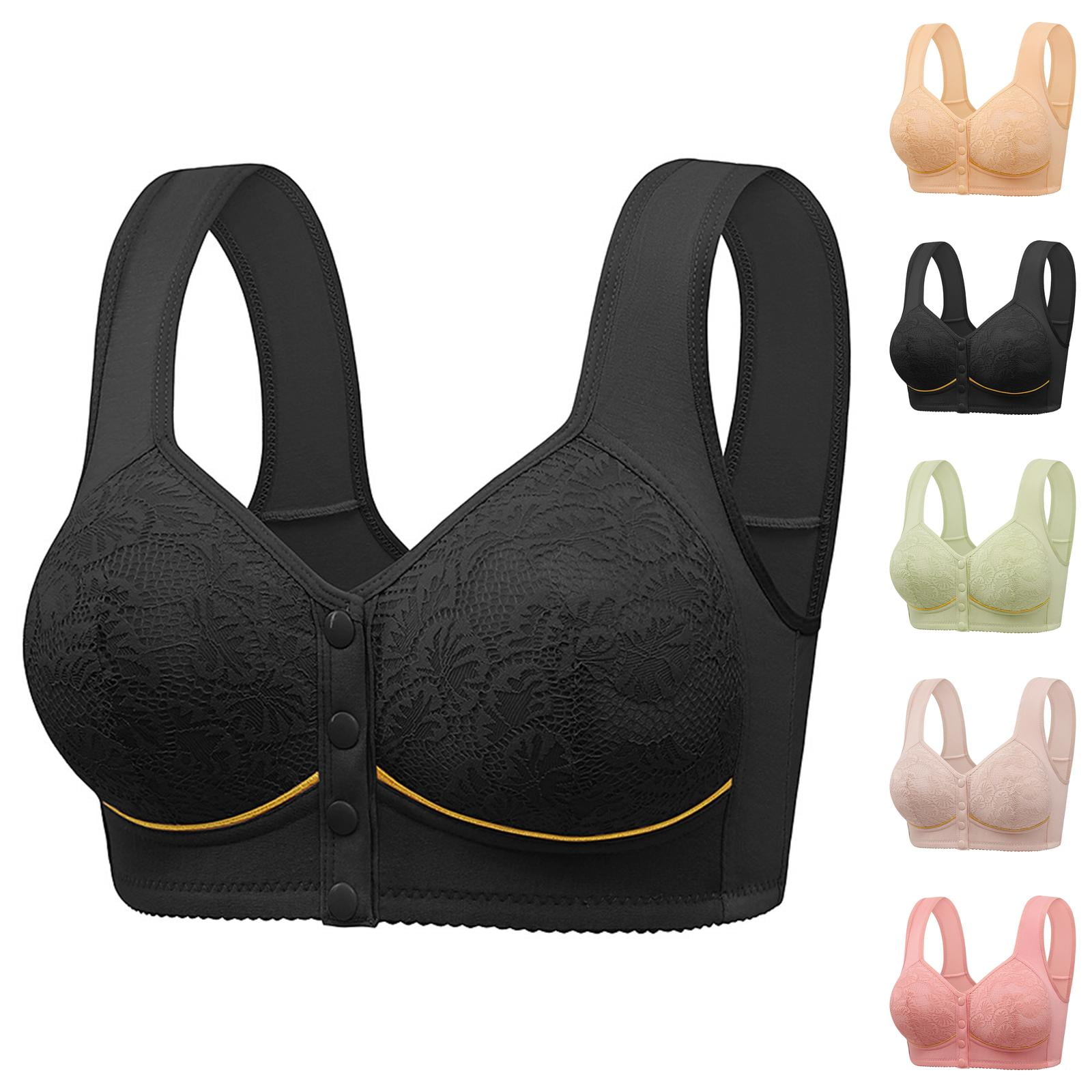 Front Closure Bras for Older Women Front Snap Plus Size Wireless Push ...