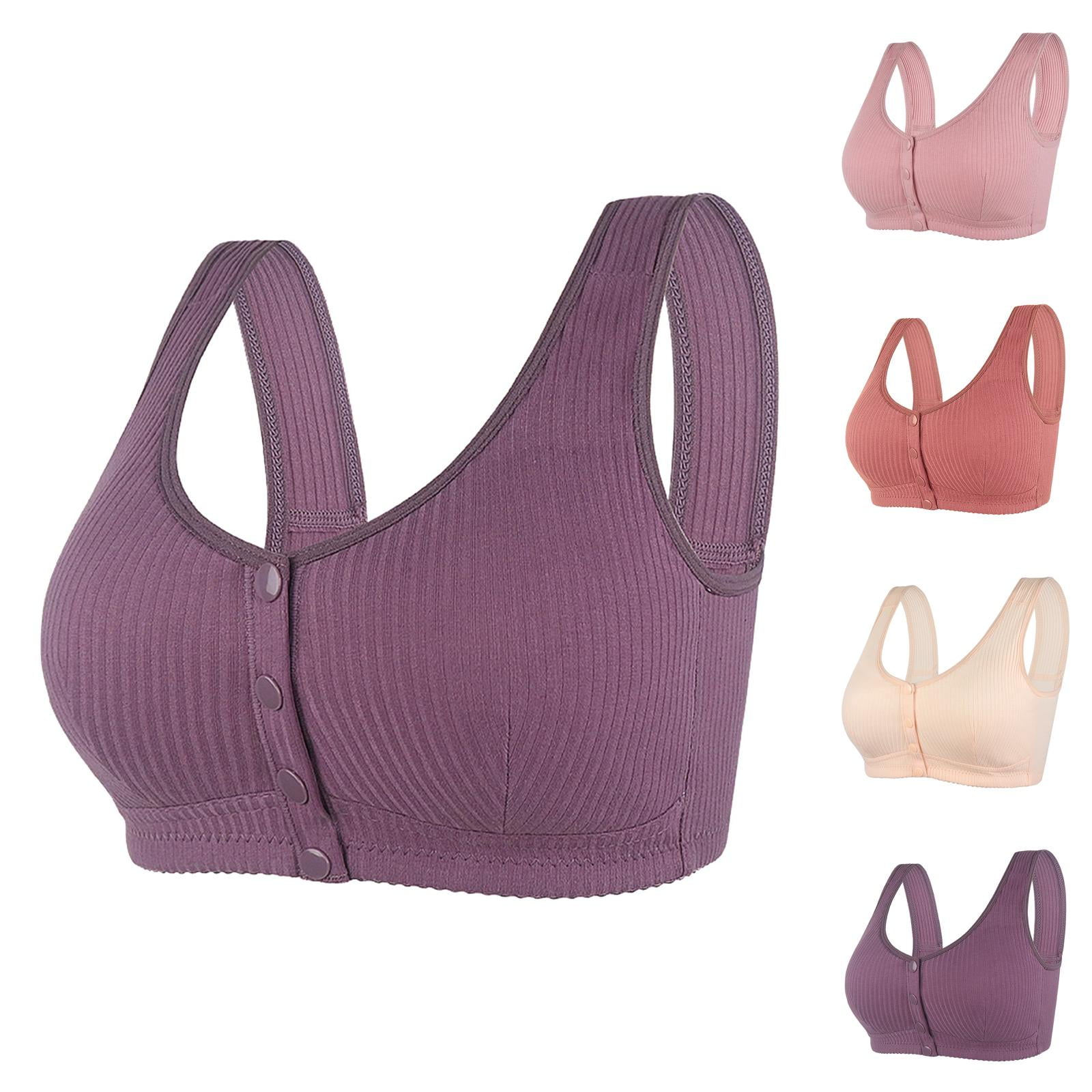 Front Closure Bras for Older Women Front Snap Racerback Wireless ...