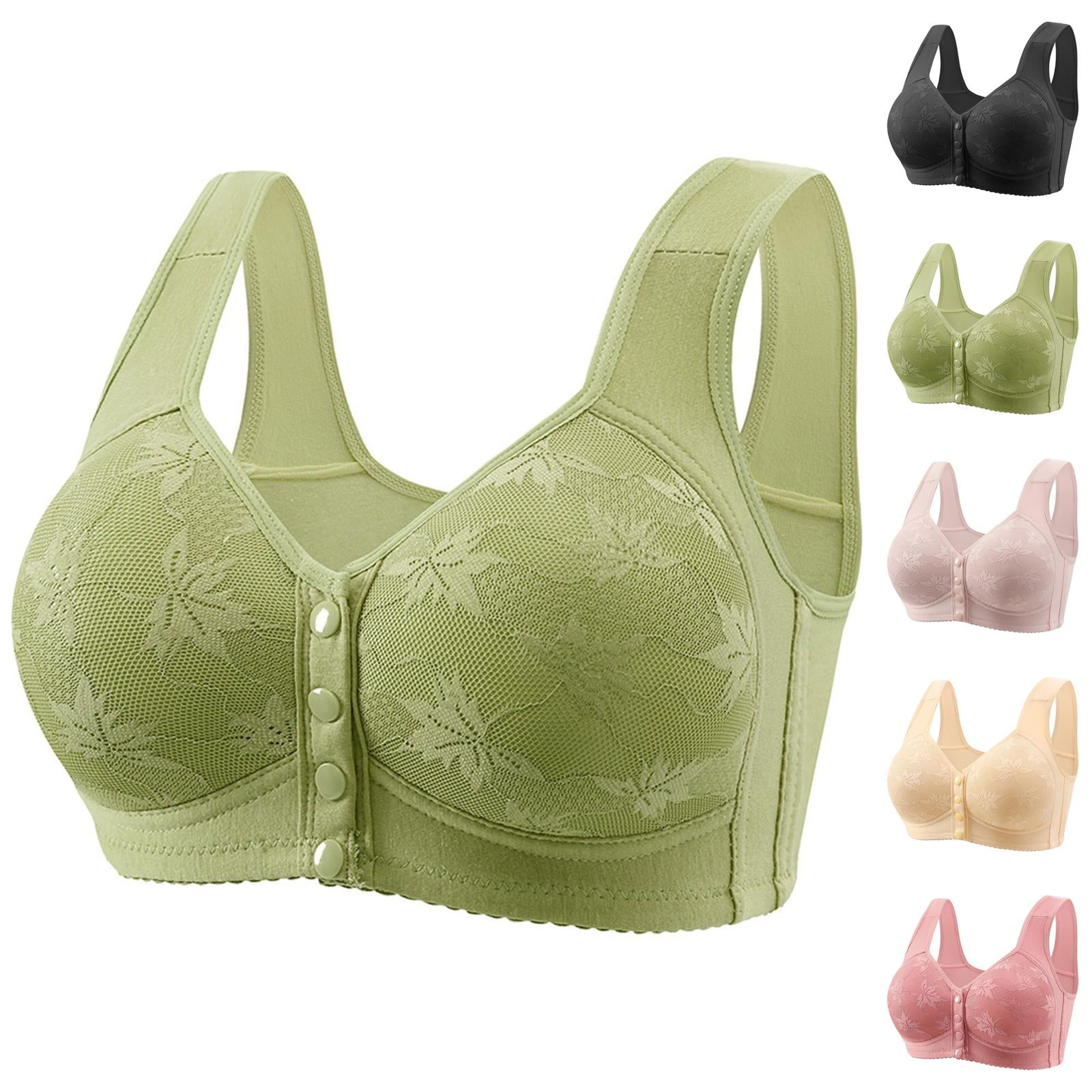 Front Closure Bras for Older Women Front Snap Wireless Wide Strap Plus ...