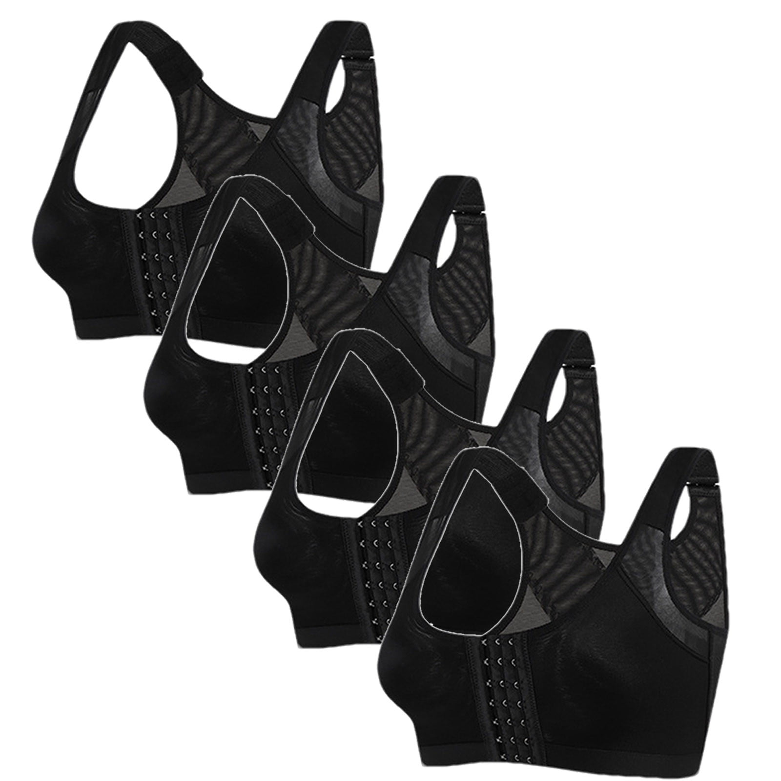 Front Closure Bras for Women 4 Pack Oversized Loose Padded Adjustable ...