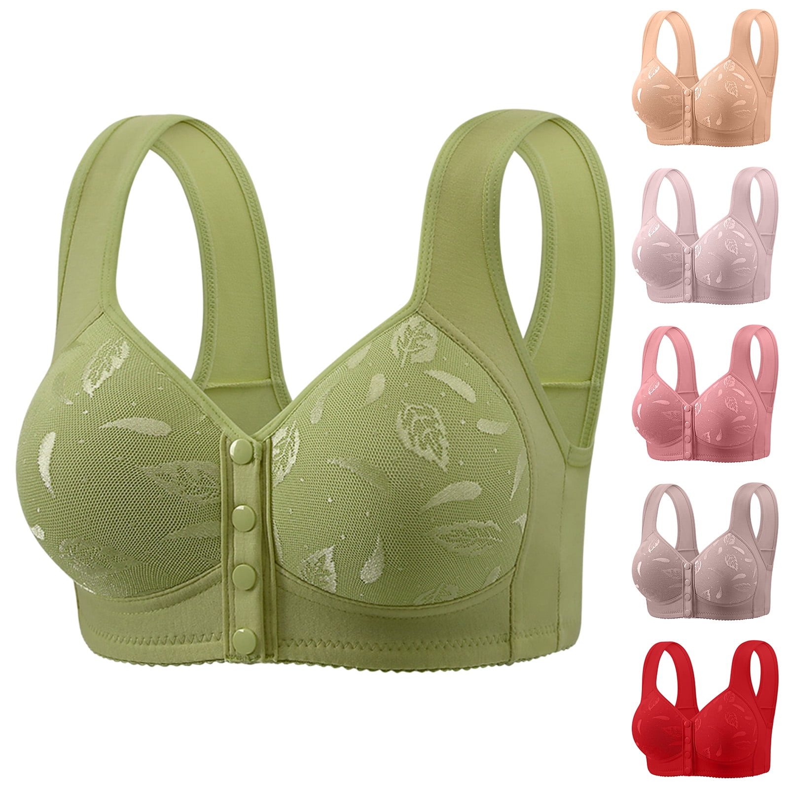 Front Closure Bras for Women - No Underwire Padded Wireless Bra, Full ...