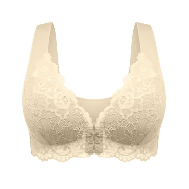 Front Closure Bras for Women Non Wired Lace Bra Seamless Wireless Push ...