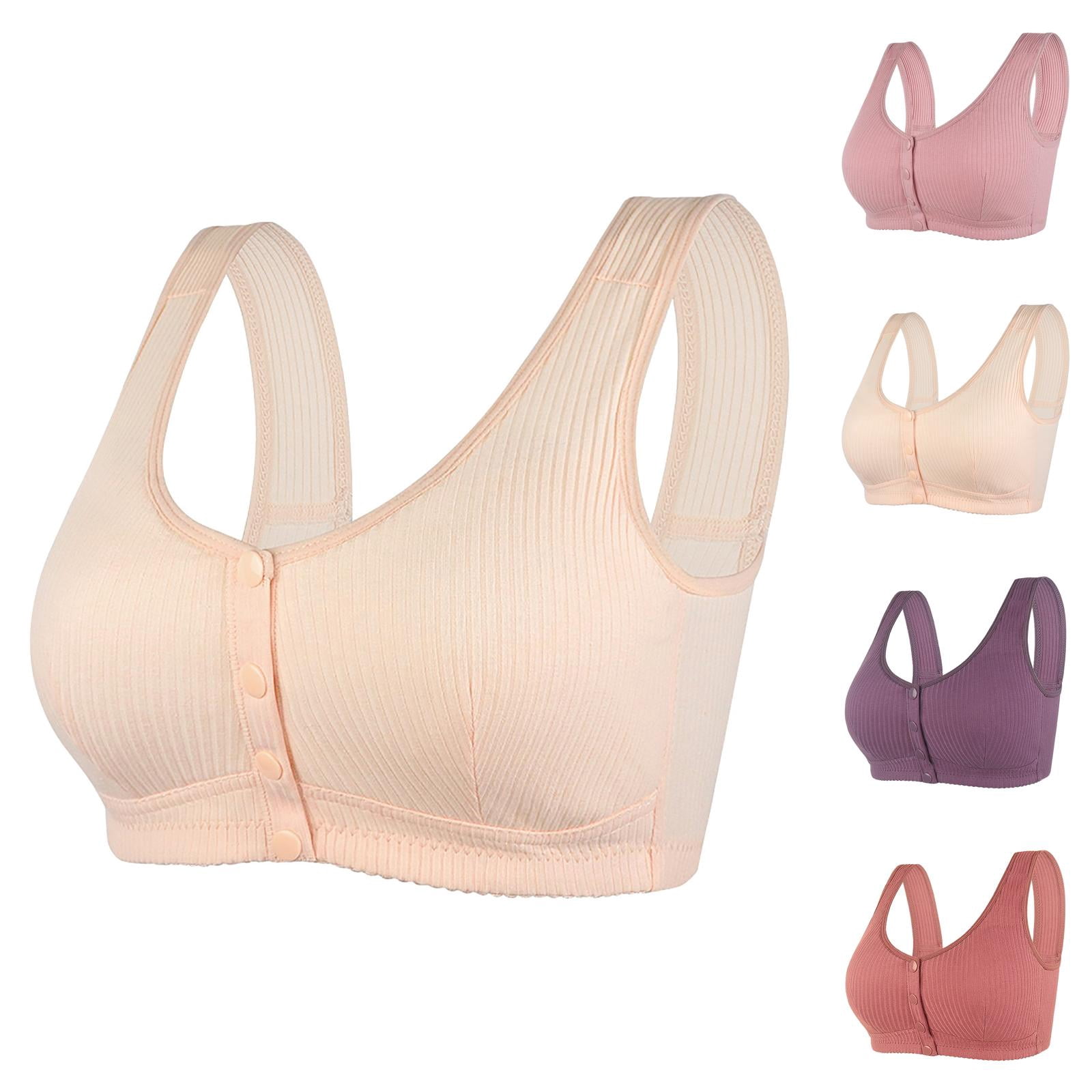 Front Closure Bras for Women Plus Size Cotton Wide Strap Seamless ...