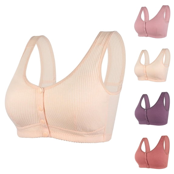Front Closure Bras for Women Plus Size Cotton Wide Strap Seamless ...