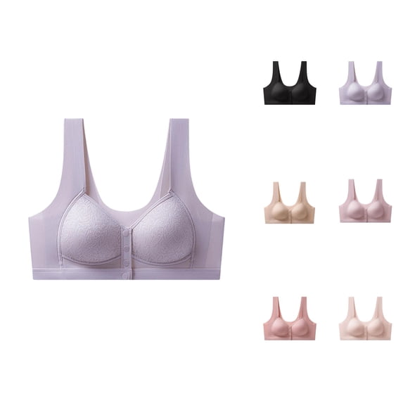 Front Closure Bras for Women Plus Size Wide Strap Wireless Bralettes ...