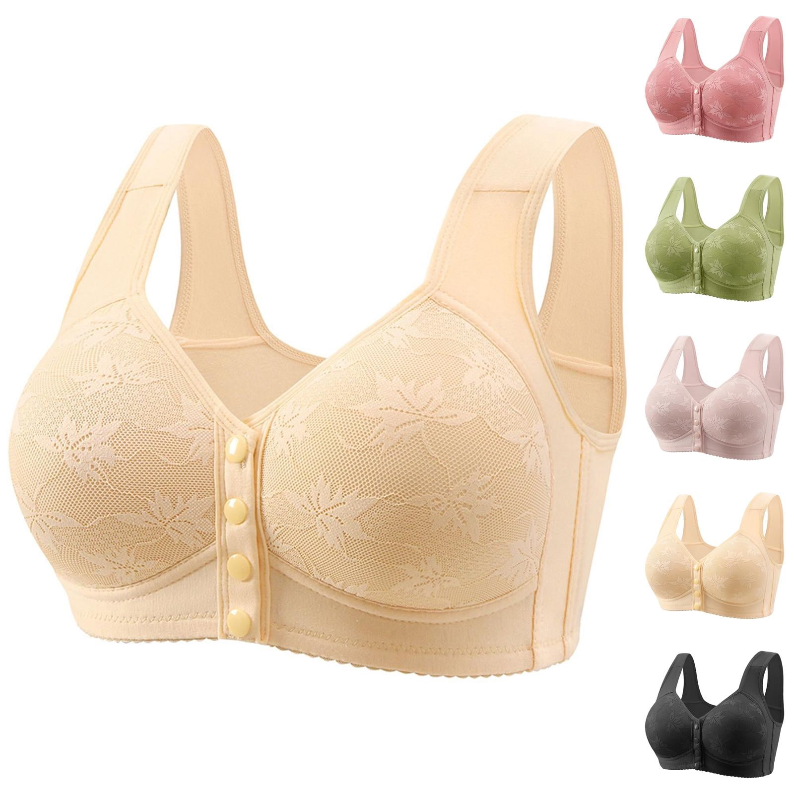 Front Closure Bras for Women Soft Comfortable Wireless Wide Strap Plus ...
