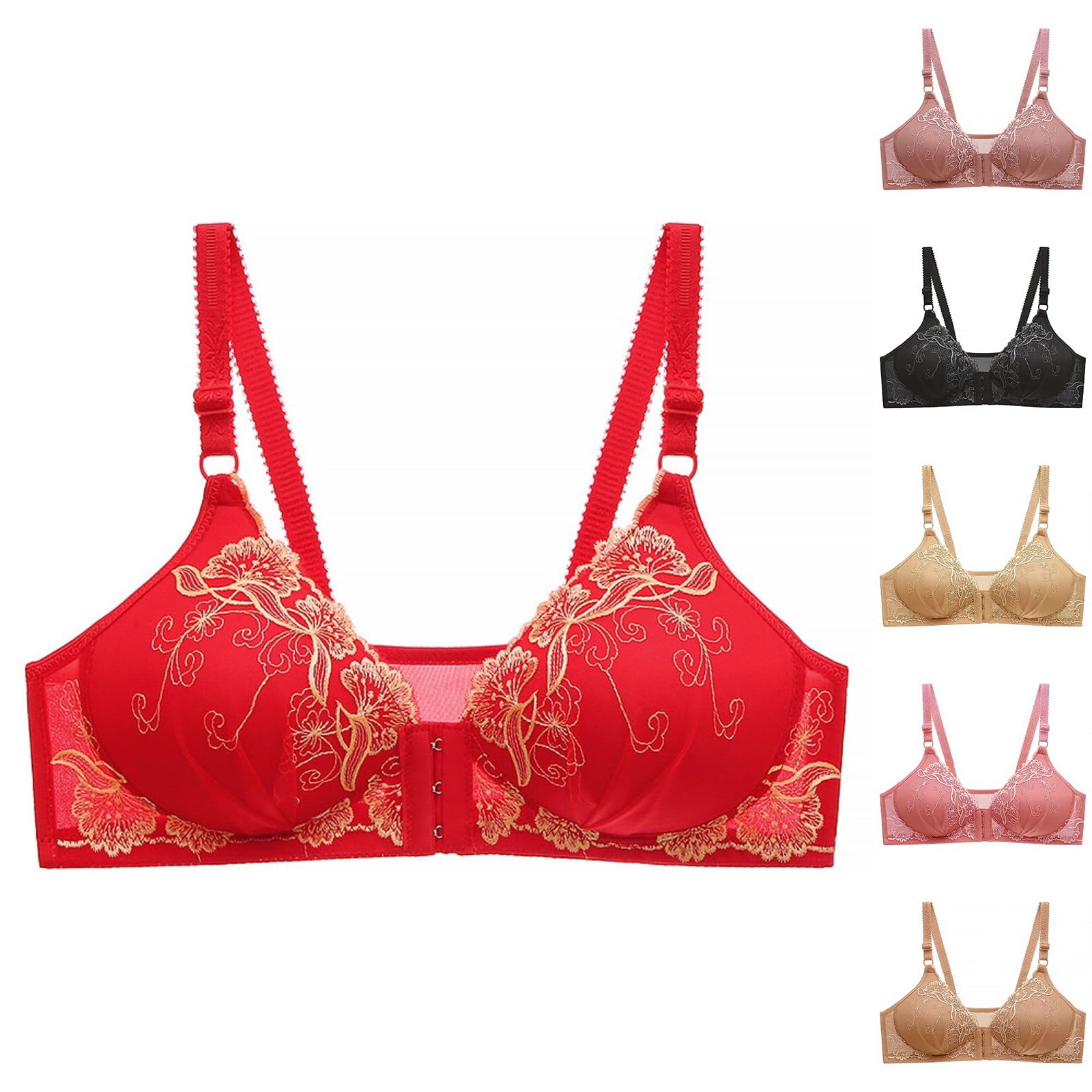 Front Closure Lace Bras for Women Posture Smooth Back Wirefree Bra ...